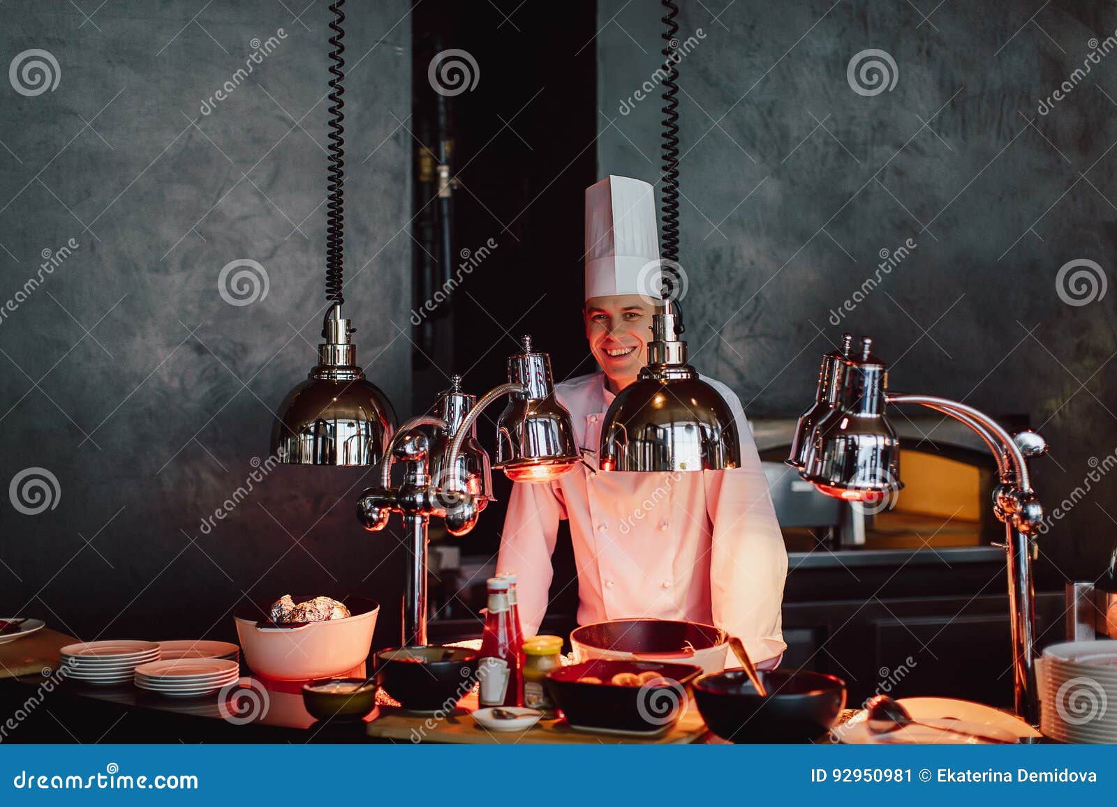 Cook at the Buffet in the Interior Stock Image - Image of fresh, cook ...