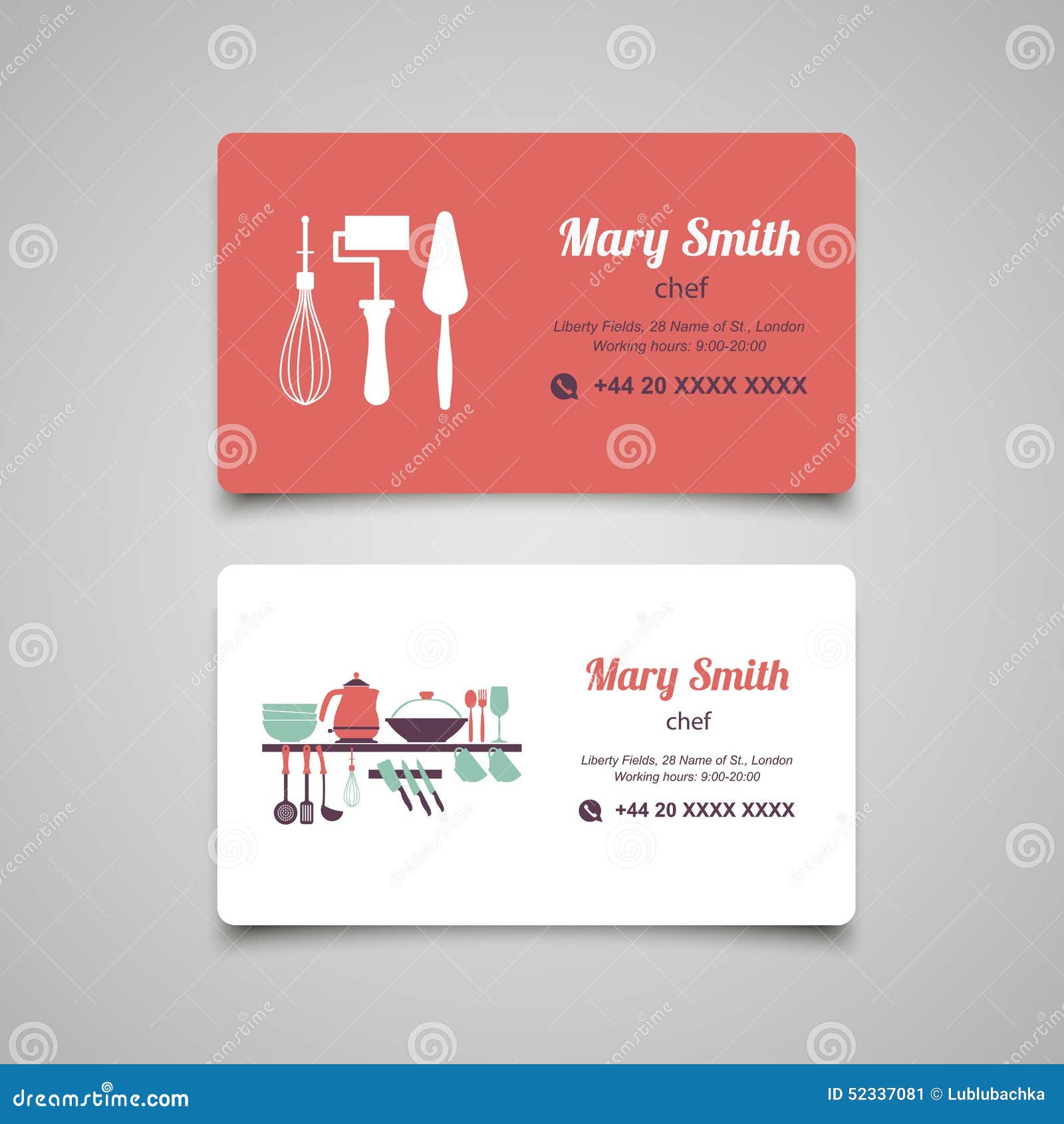 Cook Business Card Design Vector Template Stock Vector - Illustration ...