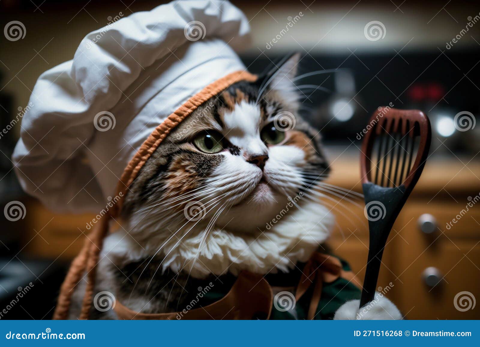 Cook Cat in the Kitchen Generative AI Stock Illustration - Illustration ...