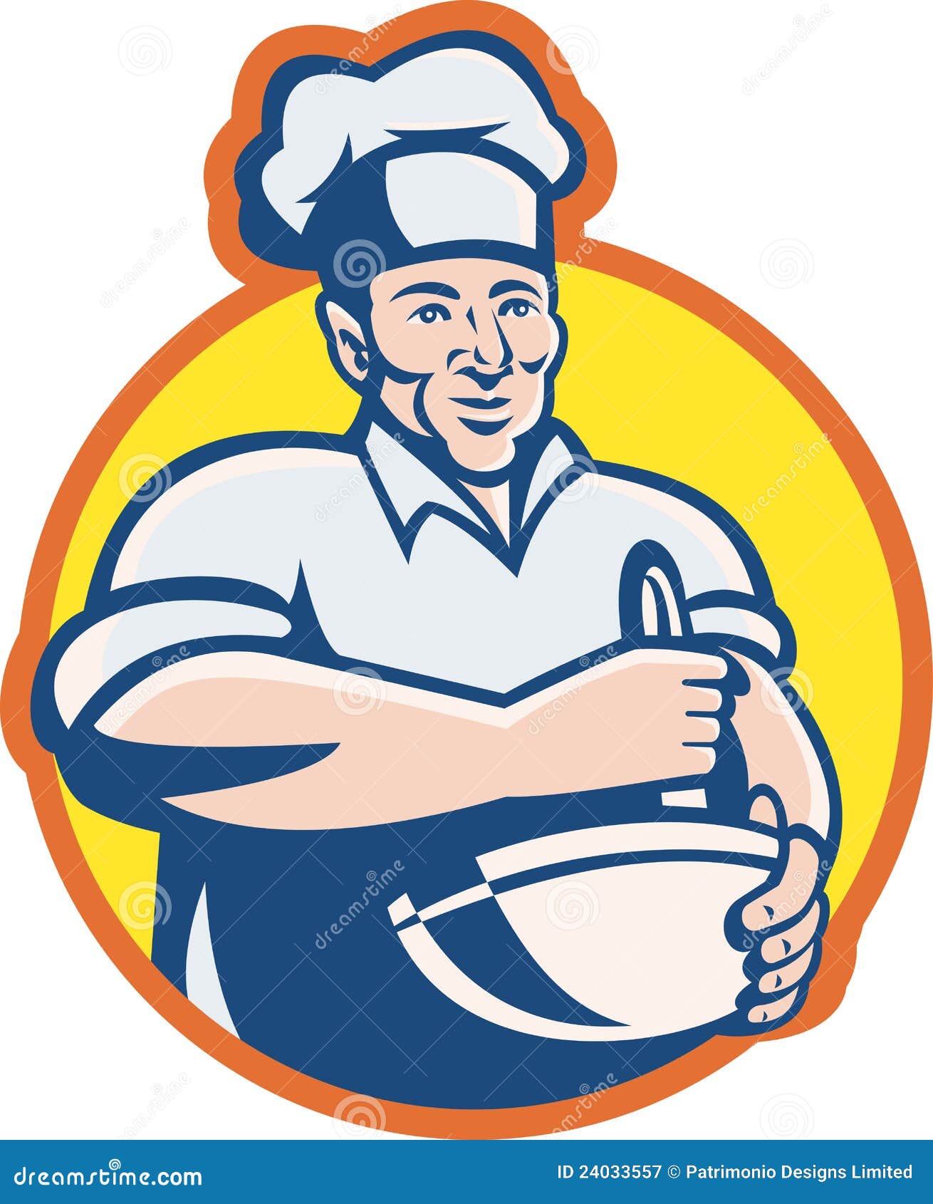 Cook Chef Baker with Mixing Bowl Retro Stock Vector - Illustration of ...
