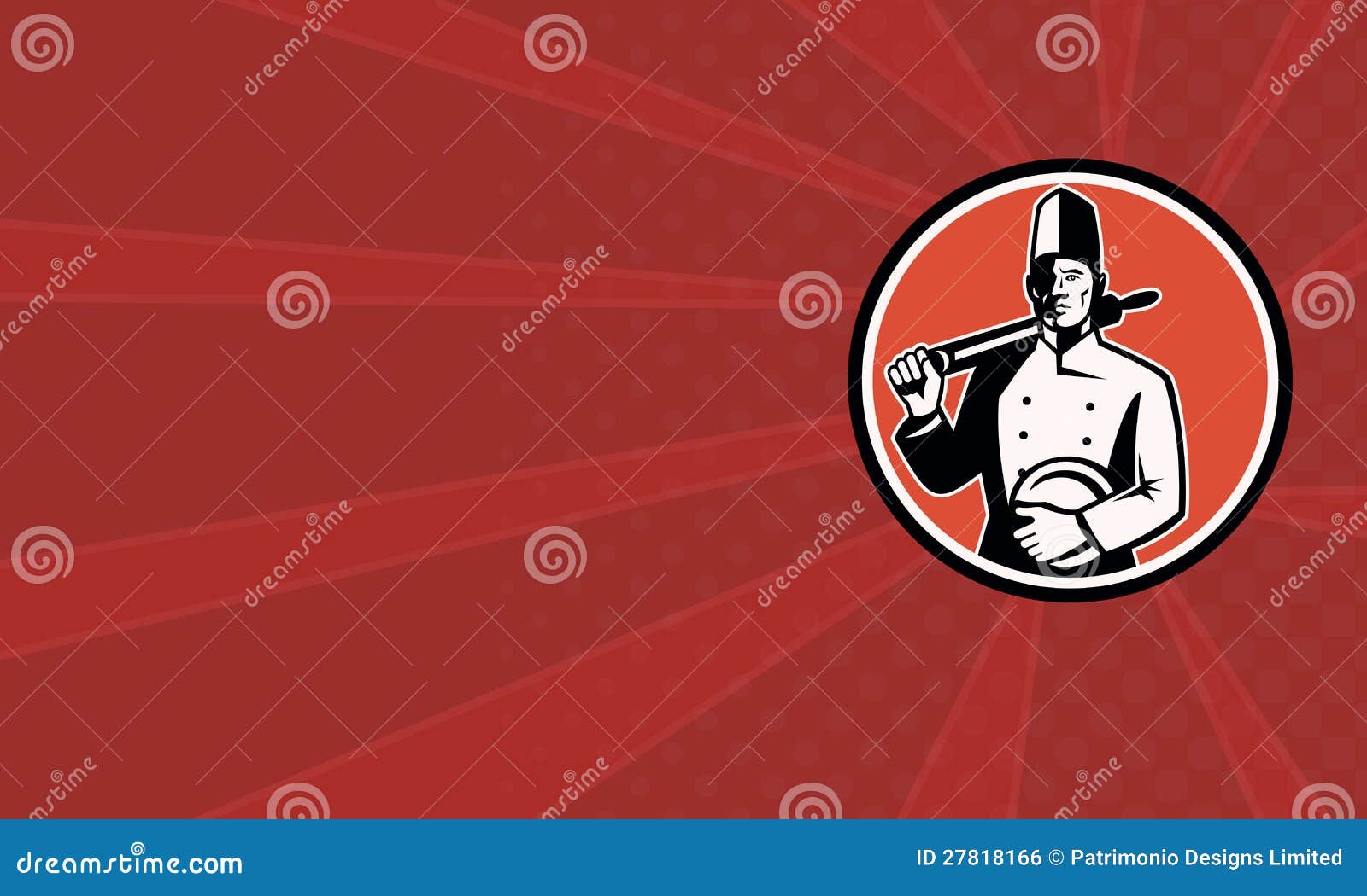 Cook Chef Baker with Roller Retro Stock Illustration - Illustration of ...