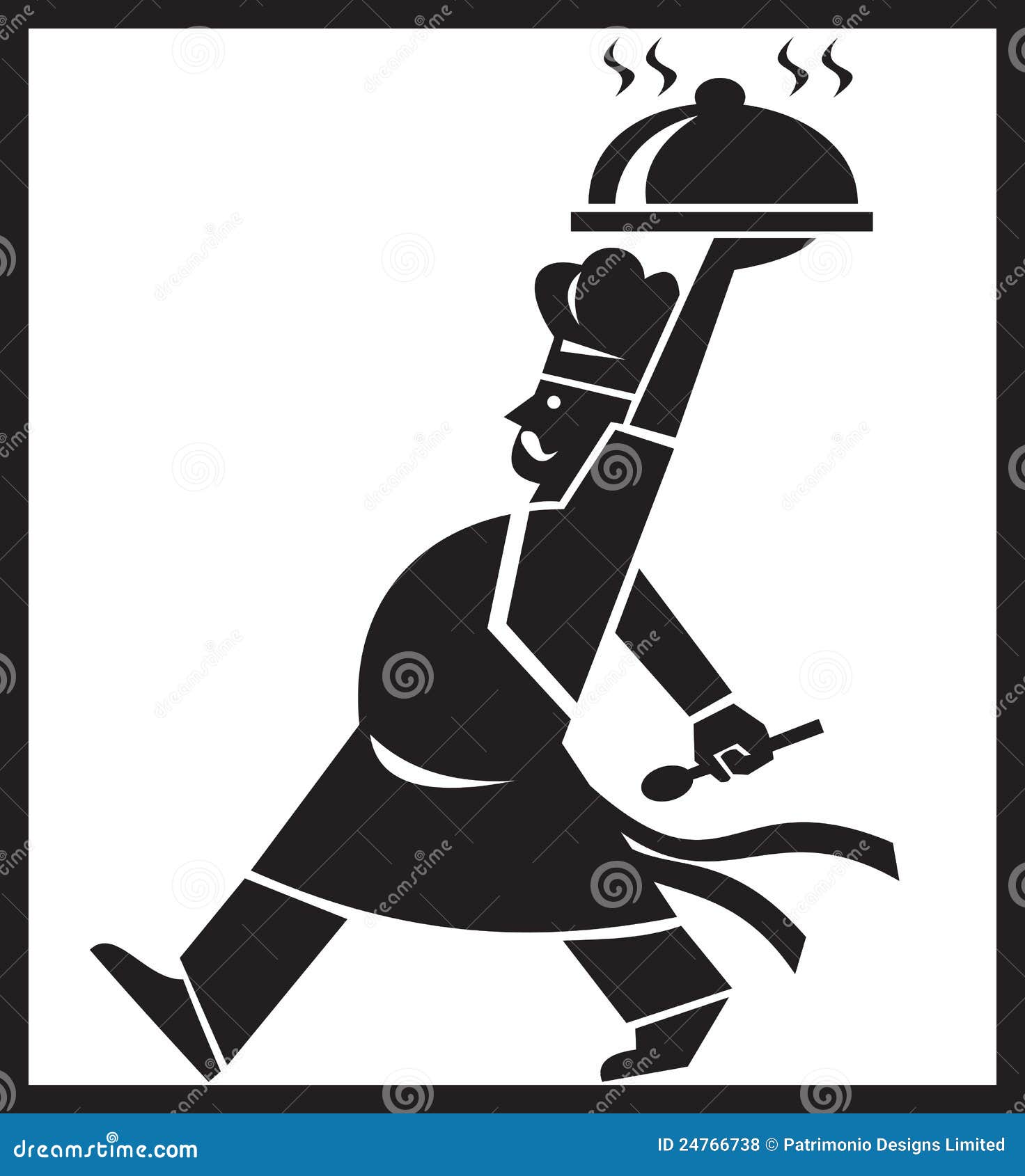 Chef Baker Cook Platter Cartoon Man Pointing Sign | CartoonDealer.com ...