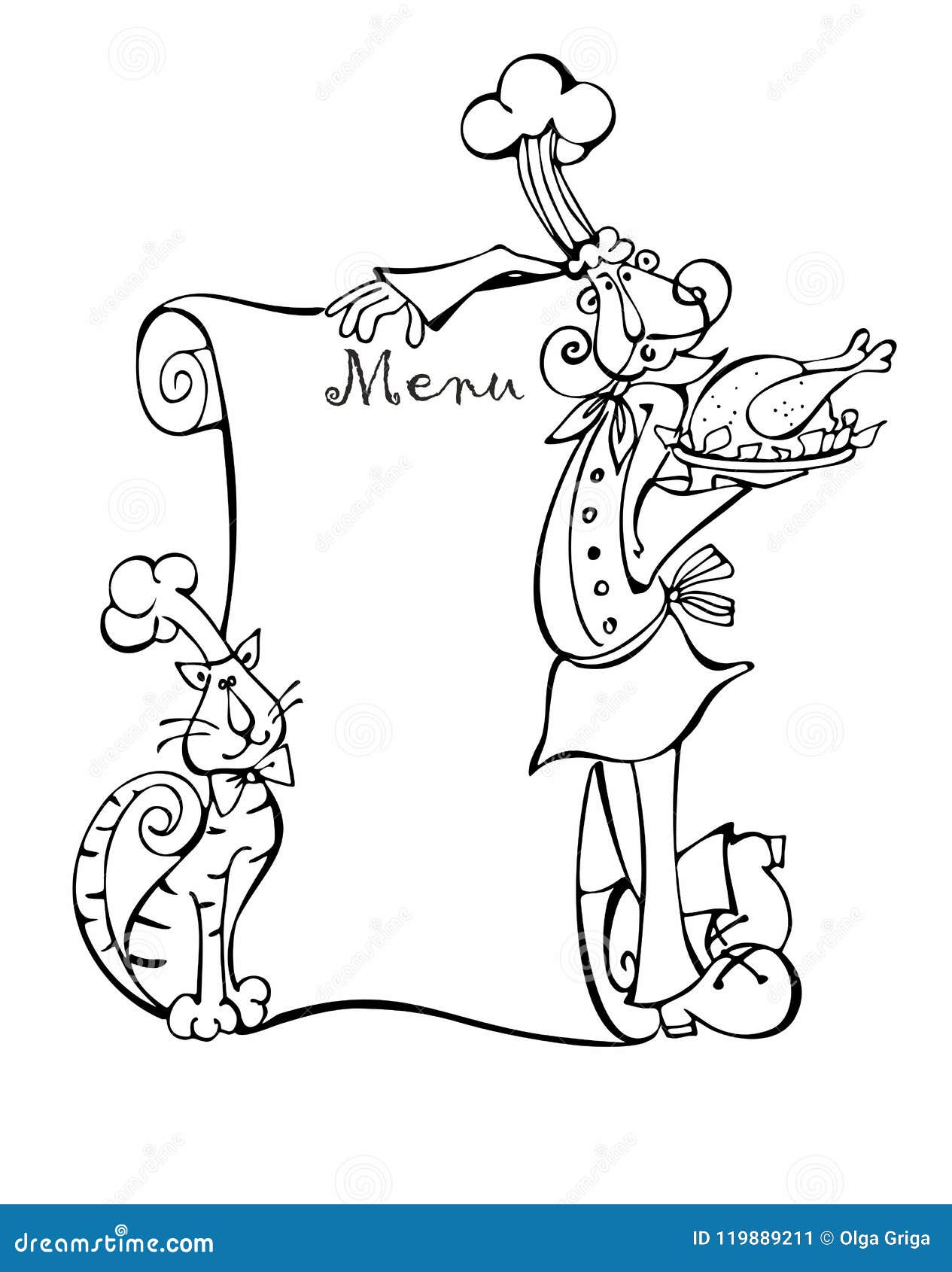 Cook. Chef. Menu. Cat. Menu For The Cafe. Design Concept. Cartoon ...