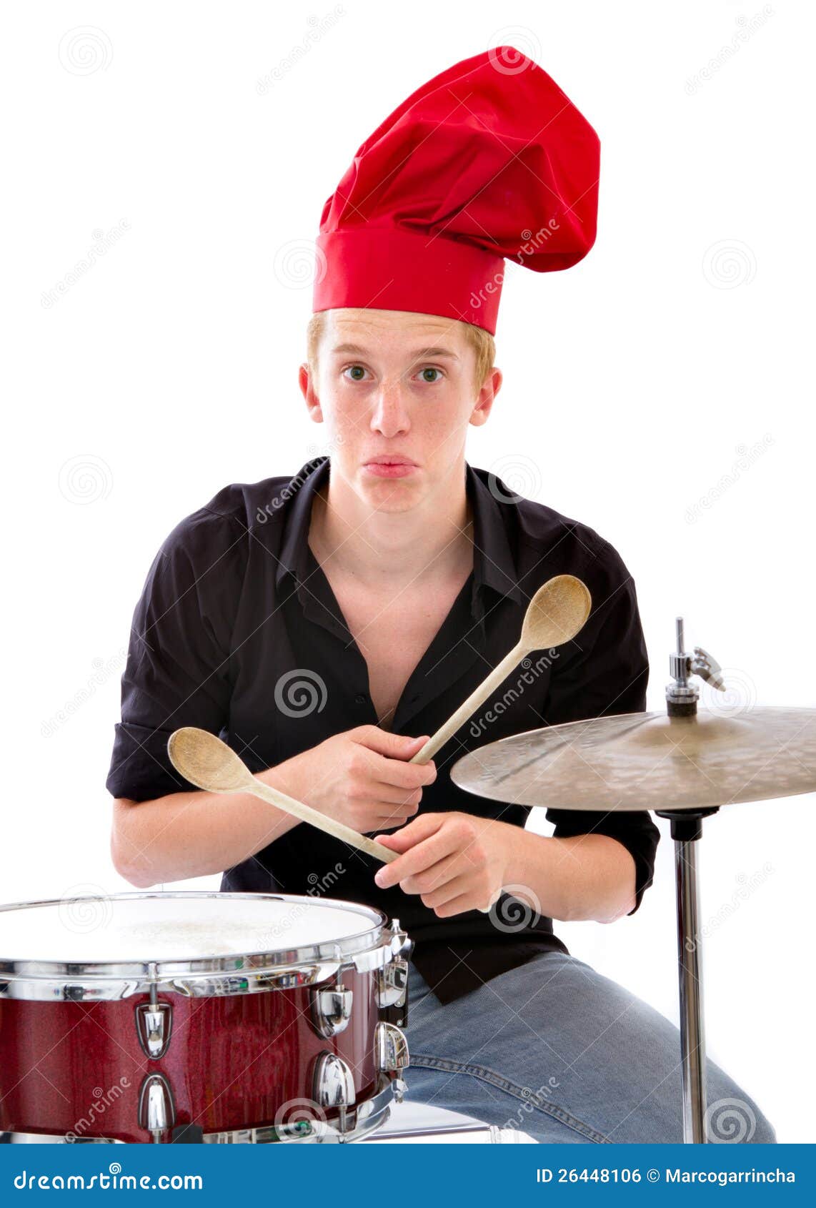 Cook chef palying drums stock photo. Image of profession - 26448106