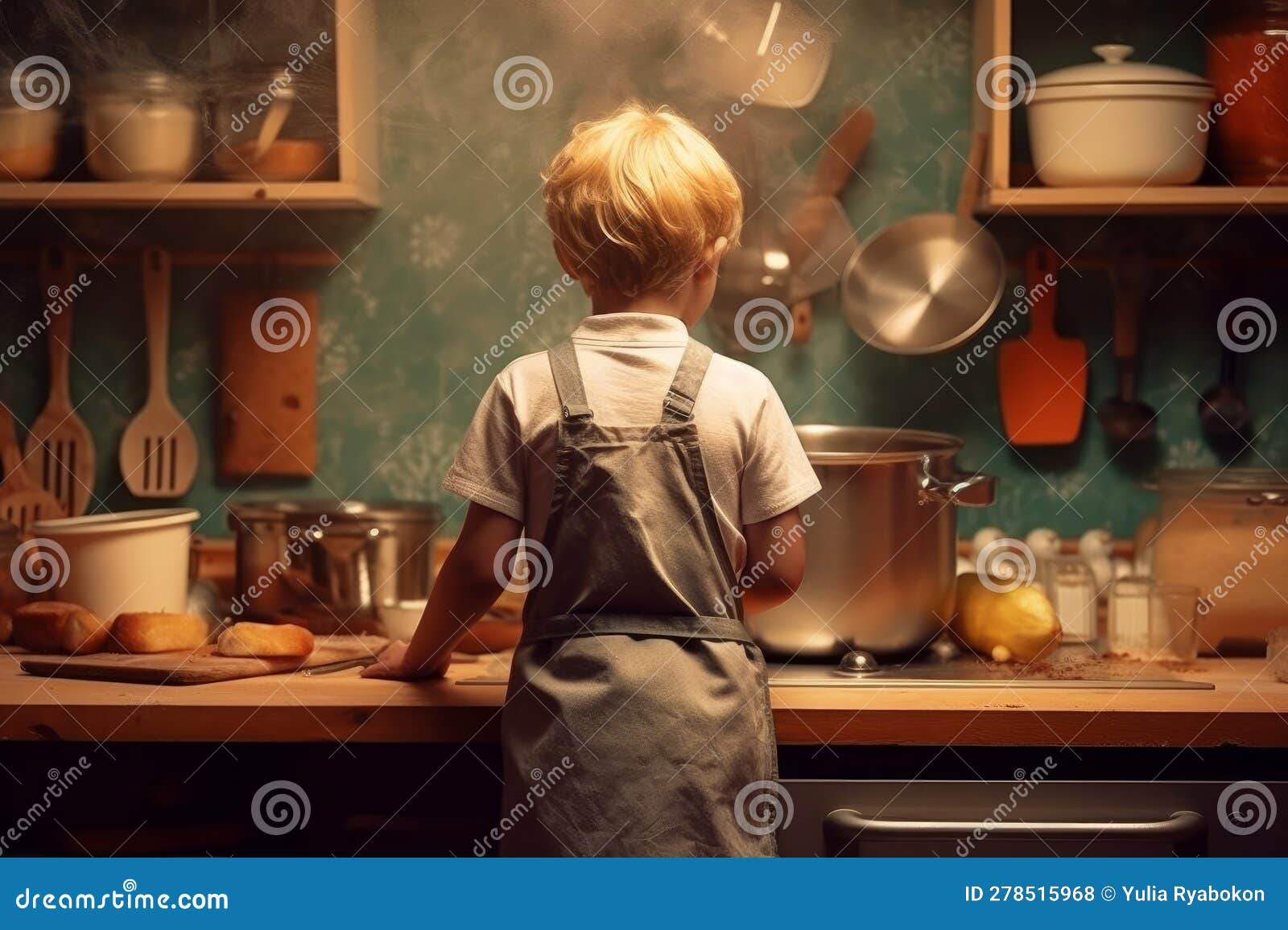 Cook Child Boy Kitchen. Generate Ai Stock Illustration - Illustration ...