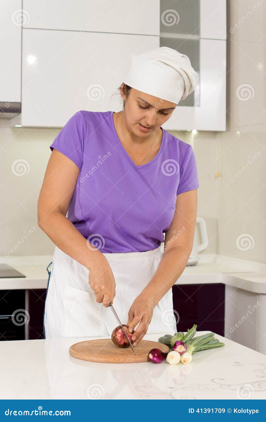 Cook Chopping Vegetables in the Kitchen Stock Image - Image of ...