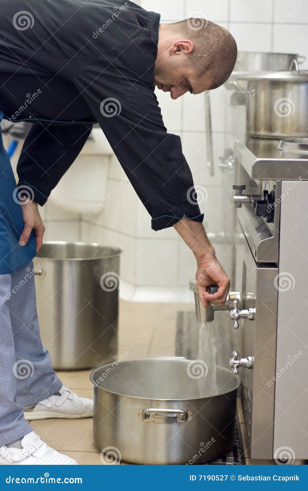 Cook in commercial kitchen stock image. Image of food - 7190527