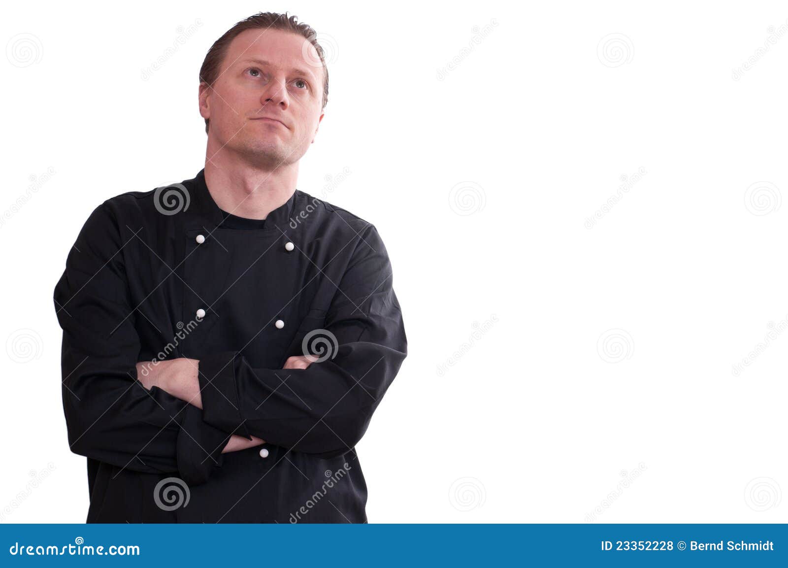 Cook is Crossing His Arms and Looking Up Stock Photo - Image of chef ...