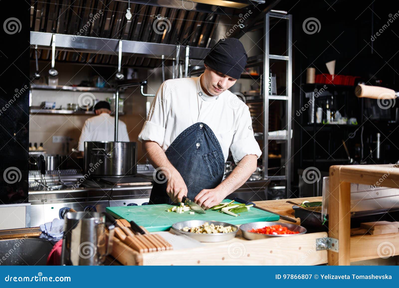 Cook Cut Vegetables in the Kitchen Stock Image - Image of chefs, pepper ...
