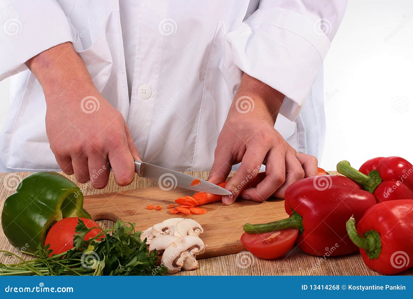 Cook cuts stock photo. Image of food, steel, hand, vegetable - 13414268