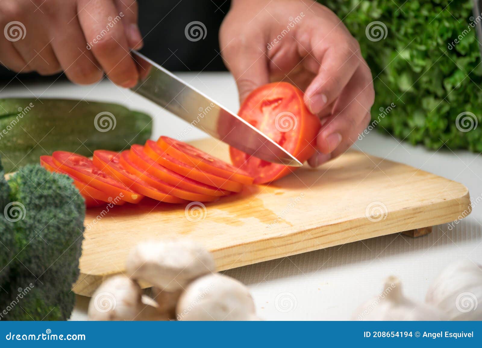 Cook Cutting Vegetables and Cooking Them Stock Photo - Image of ...