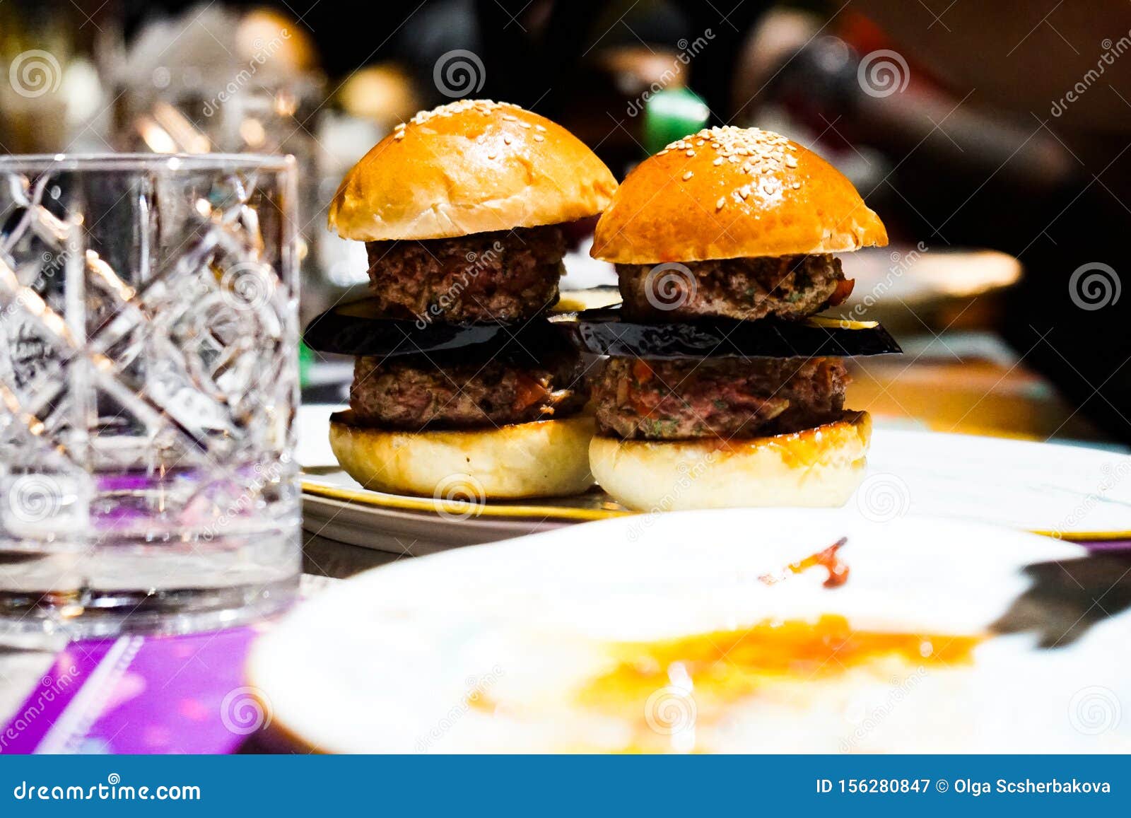 Cook Double Burger, Fast Food Kitchen Wallpaper Stock Image - Image of ...