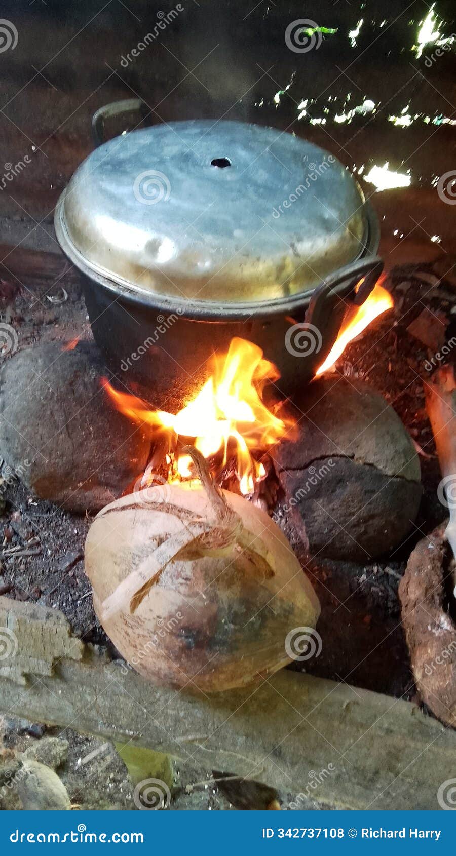 Cook Drinking Water with Coconut Fiber Stock Photo - Image of cook ...