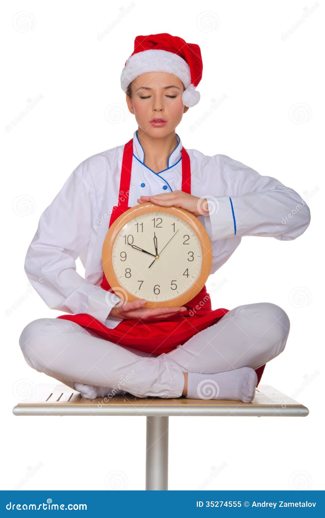Cook Eyes Closed and with the Clock Stock Image - Image of christmas ...
