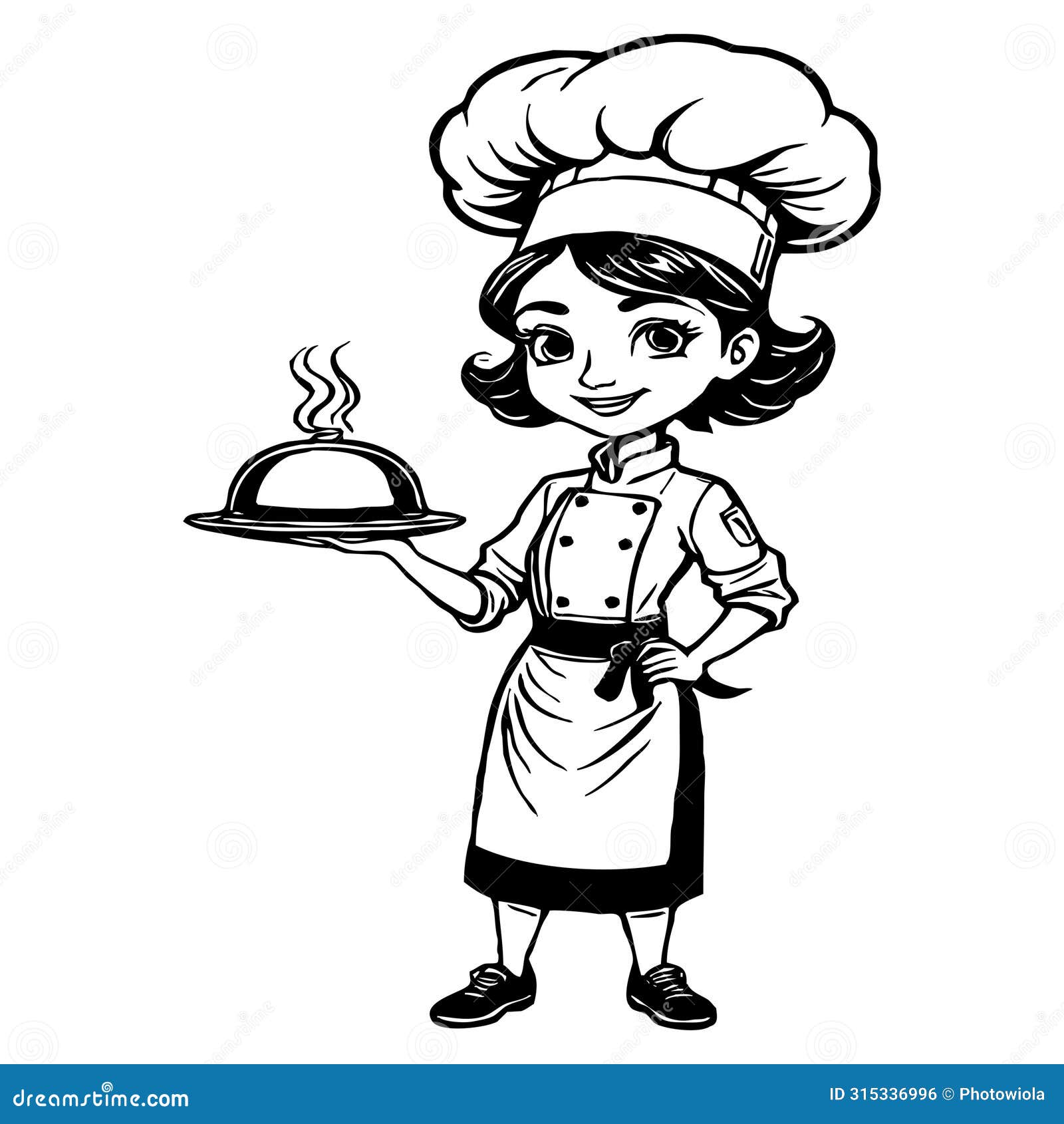 Cook . Fictional Character. Black and White Illustration Stock ...