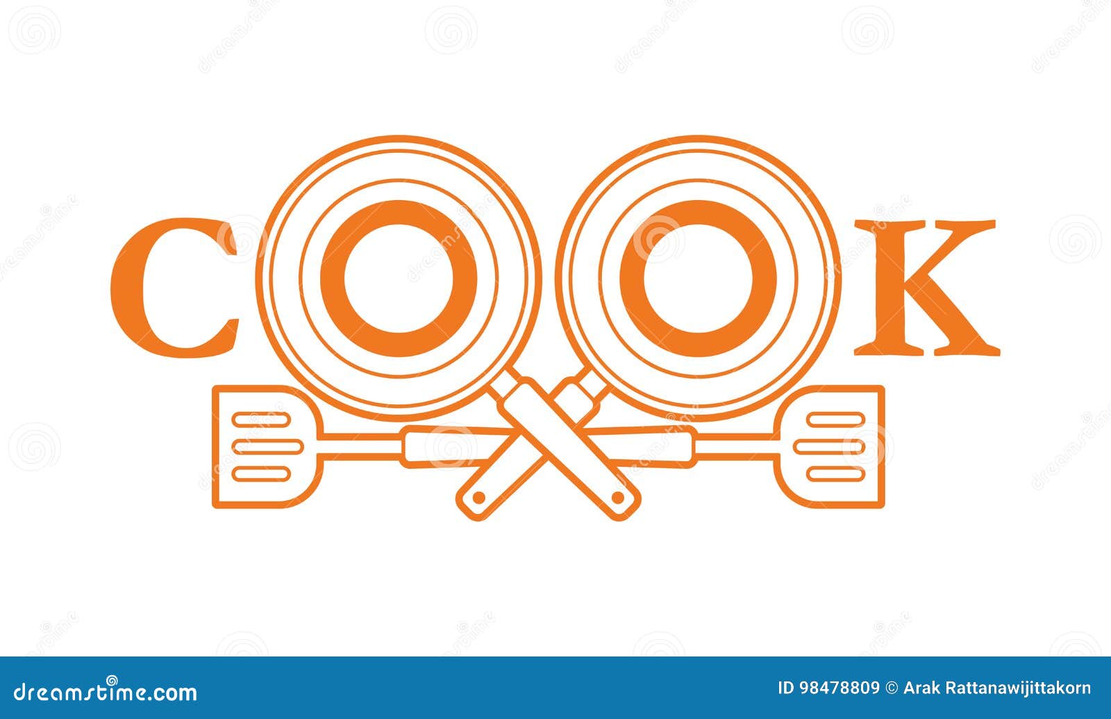 Cook Font Design with Pan and Spatula Stock Vector - Illustration of ...
