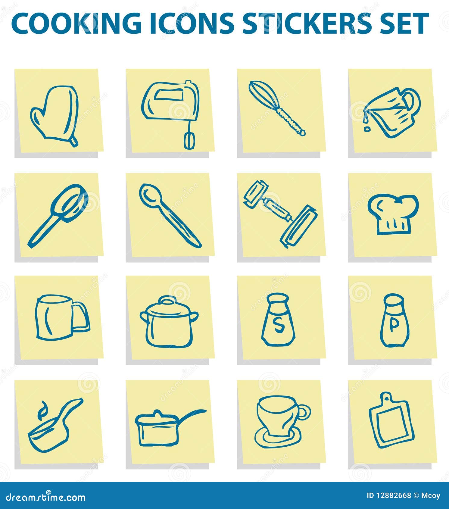 Cook and Food Icons Stickers Set Stock Illustration - Illustration of ...