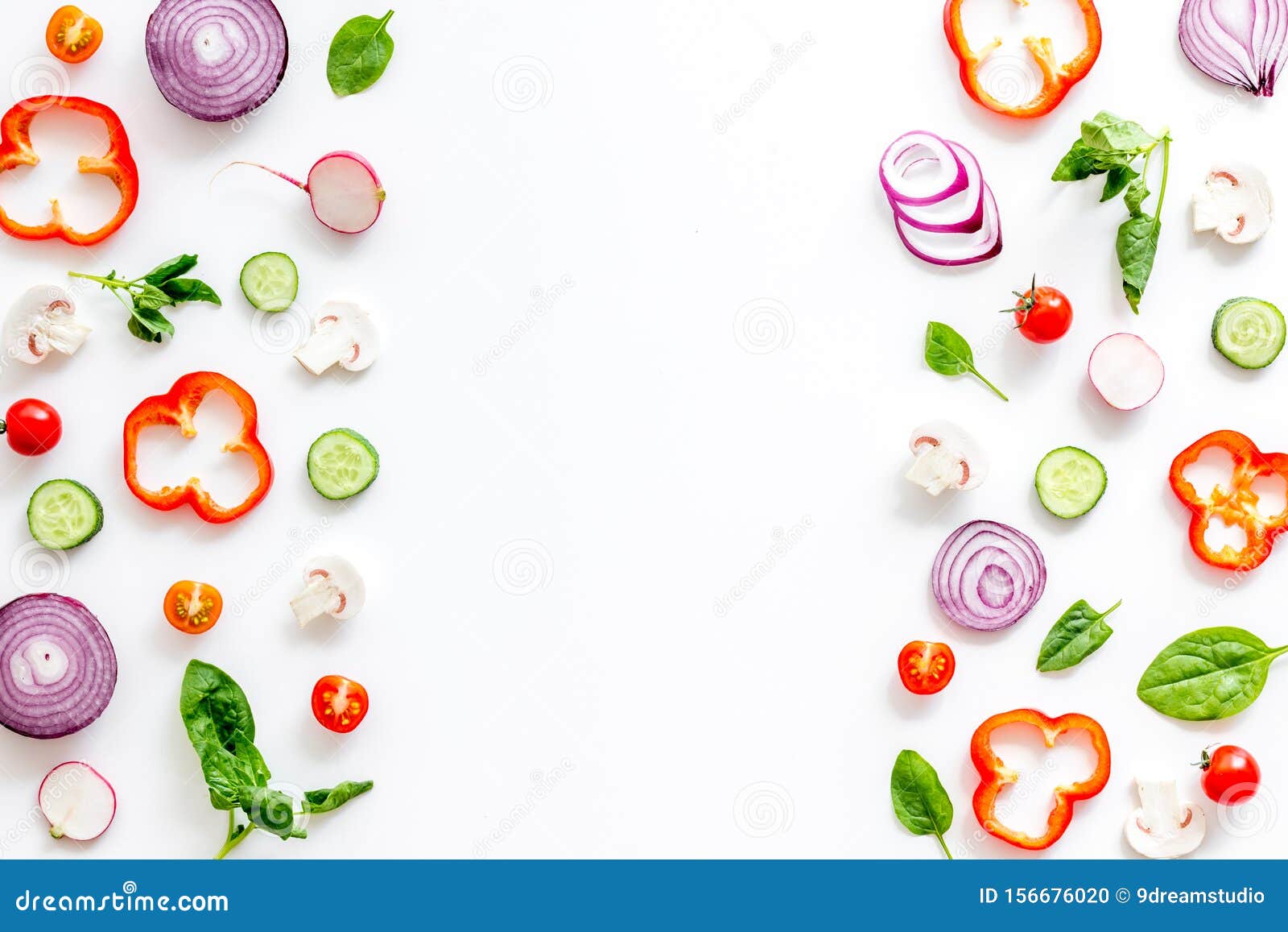 Cook Frame with Fresh Vegetables on White Background Top View Space for ...