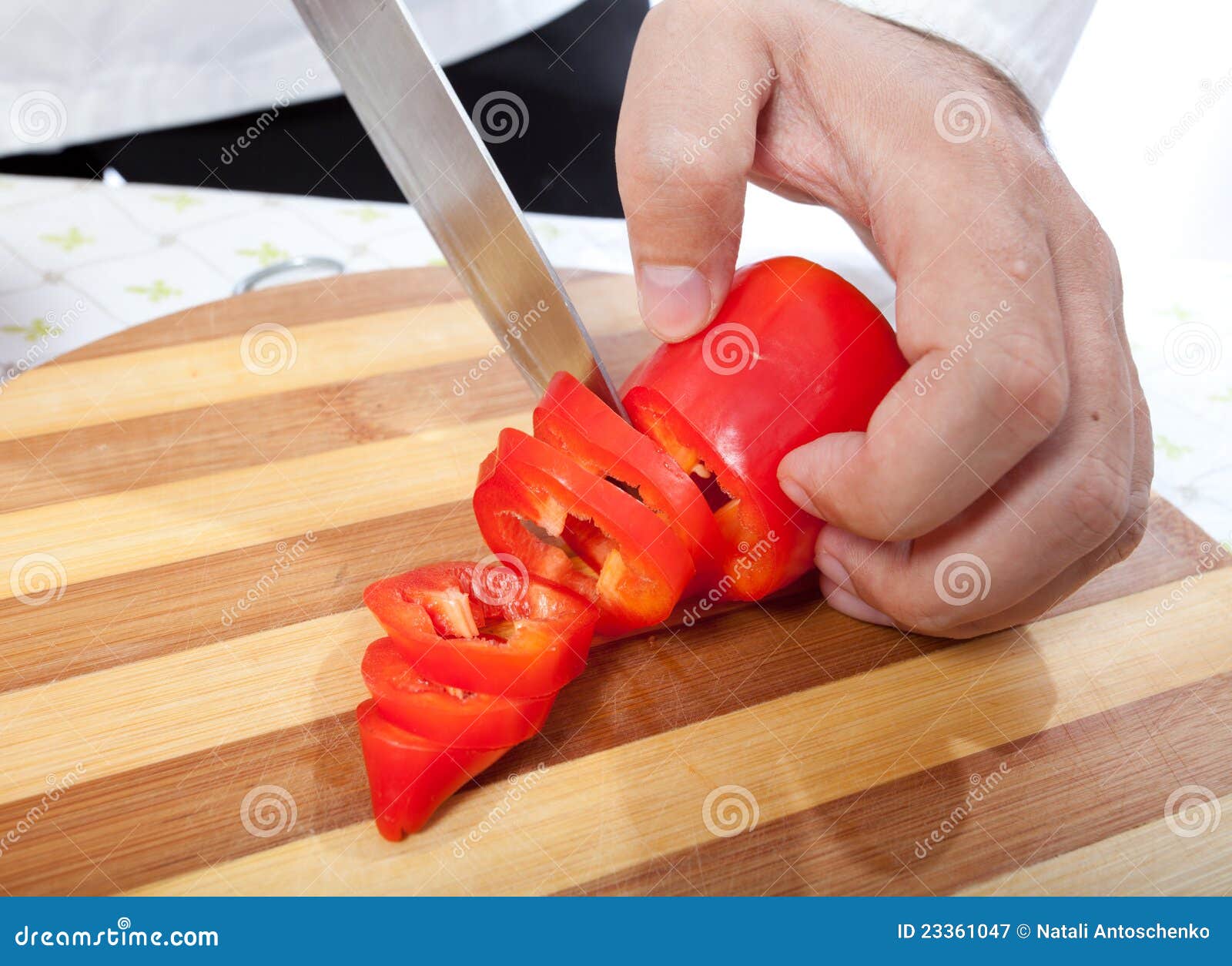 Cook Hand with Knife Cutting Vegetable Stock Image - Image of hand ...