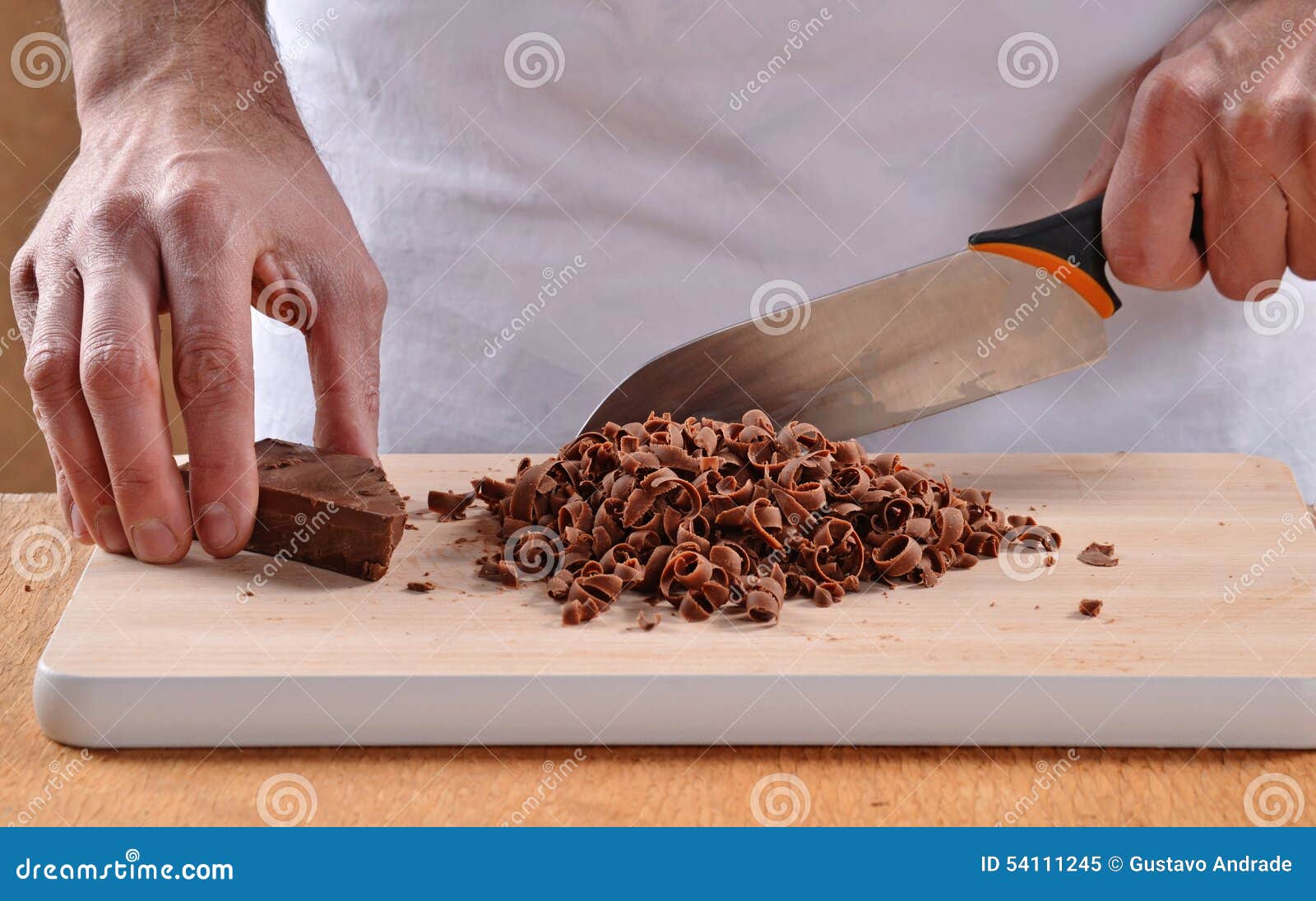 Cook Hands Cutting Chocolate Stock Image - Image of chips, broken: 54111245