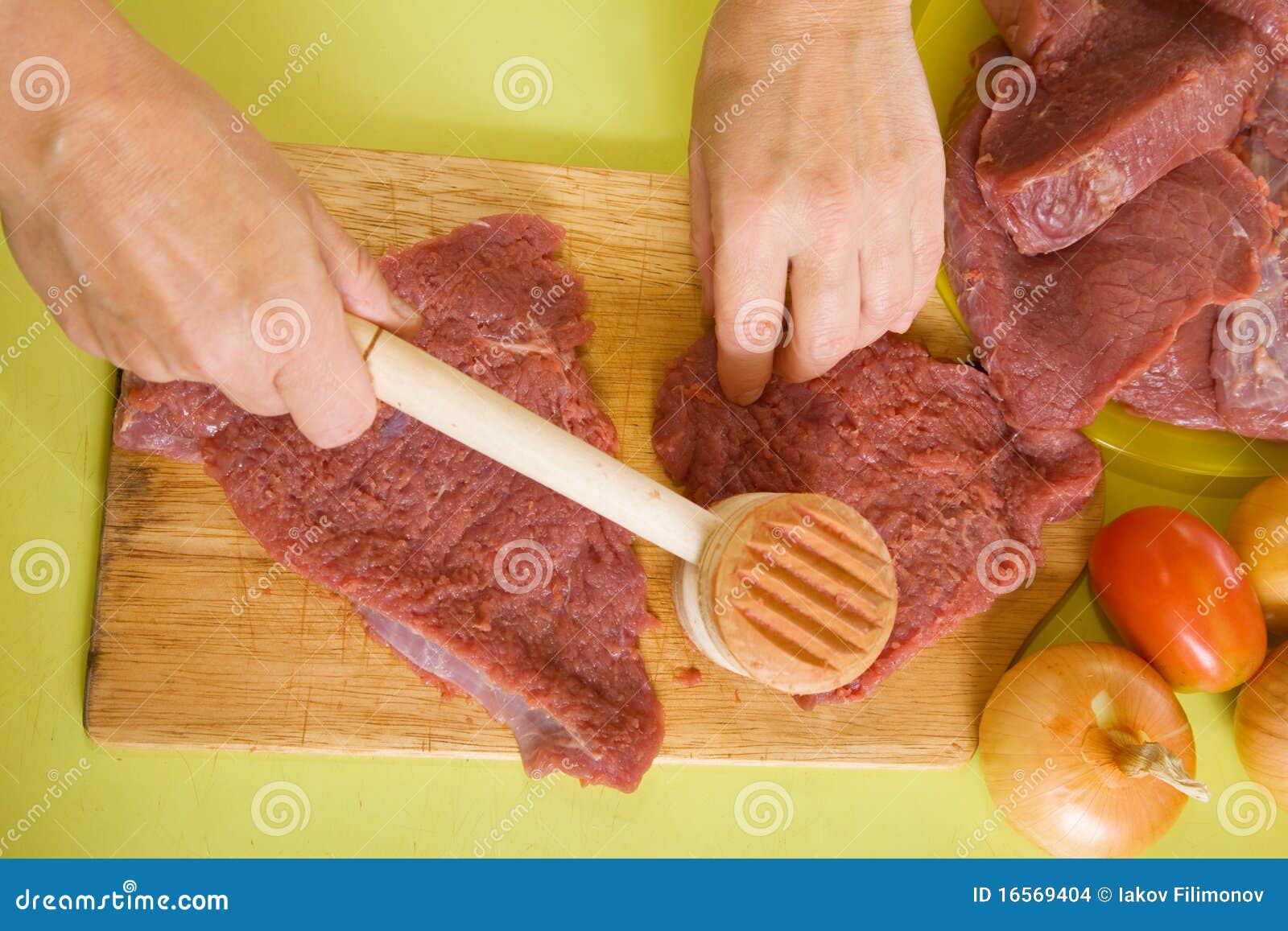 Cook Hands Making Tenderized Steak Stock Photo - Image of fragment ...