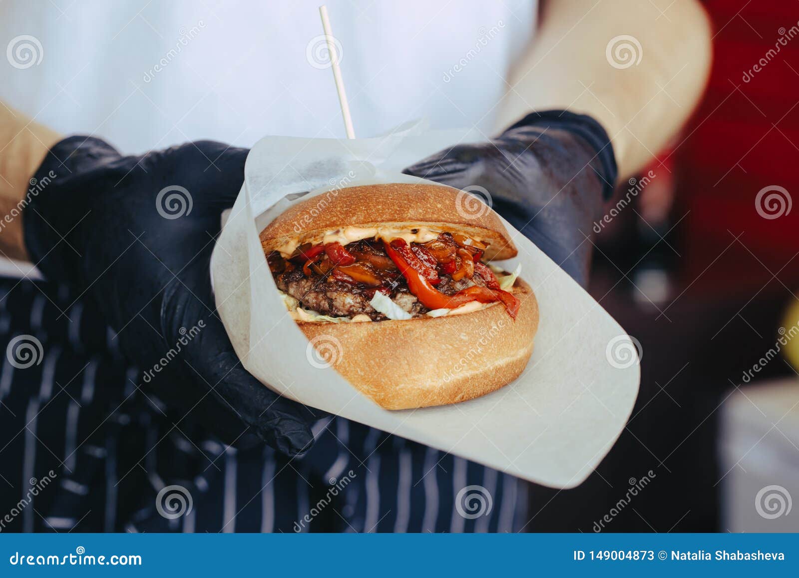 Cook Hands Preparing and Making Hamburger Stock Image - Image of green ...