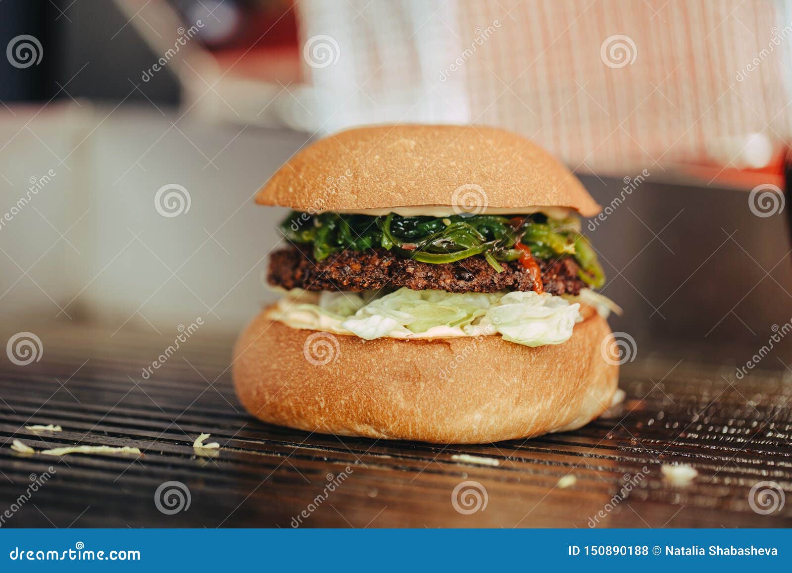 Cook Hands Preparing and Making Hamburger Stock Photo - Image of ...