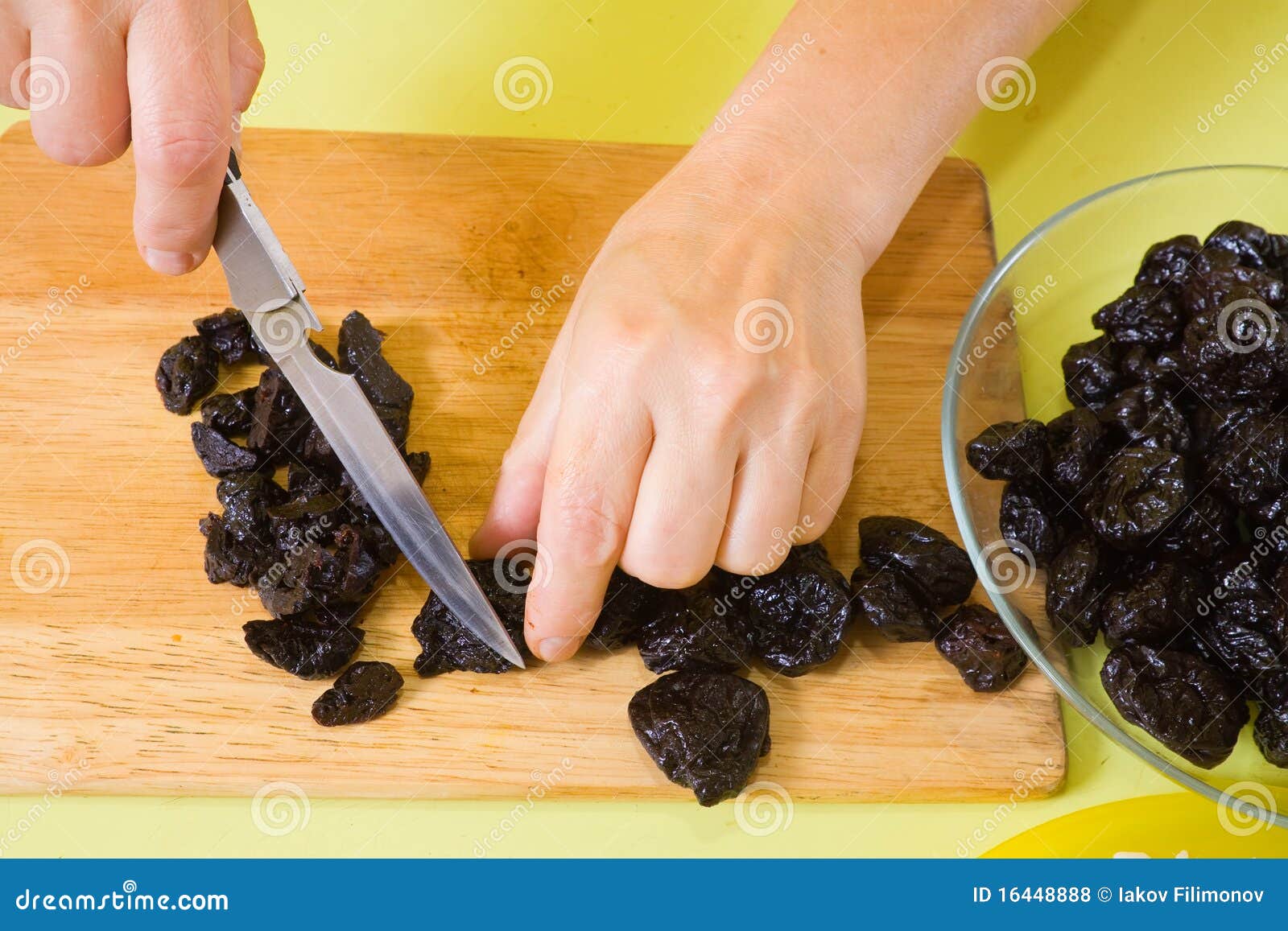 Cook Hands is Slicing Prune Stock Photo - Image of cooking, vegetables ...