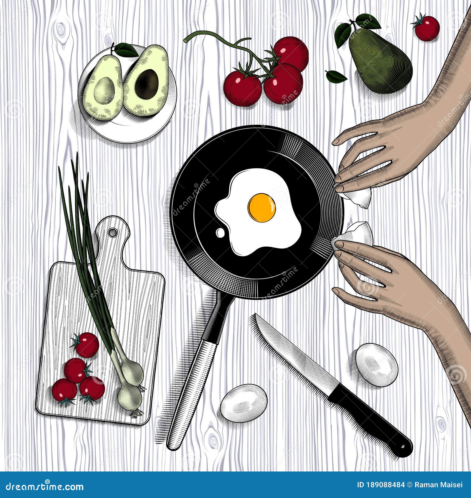 We Cook at Home stock vector. Illustration of preparation - 189088484