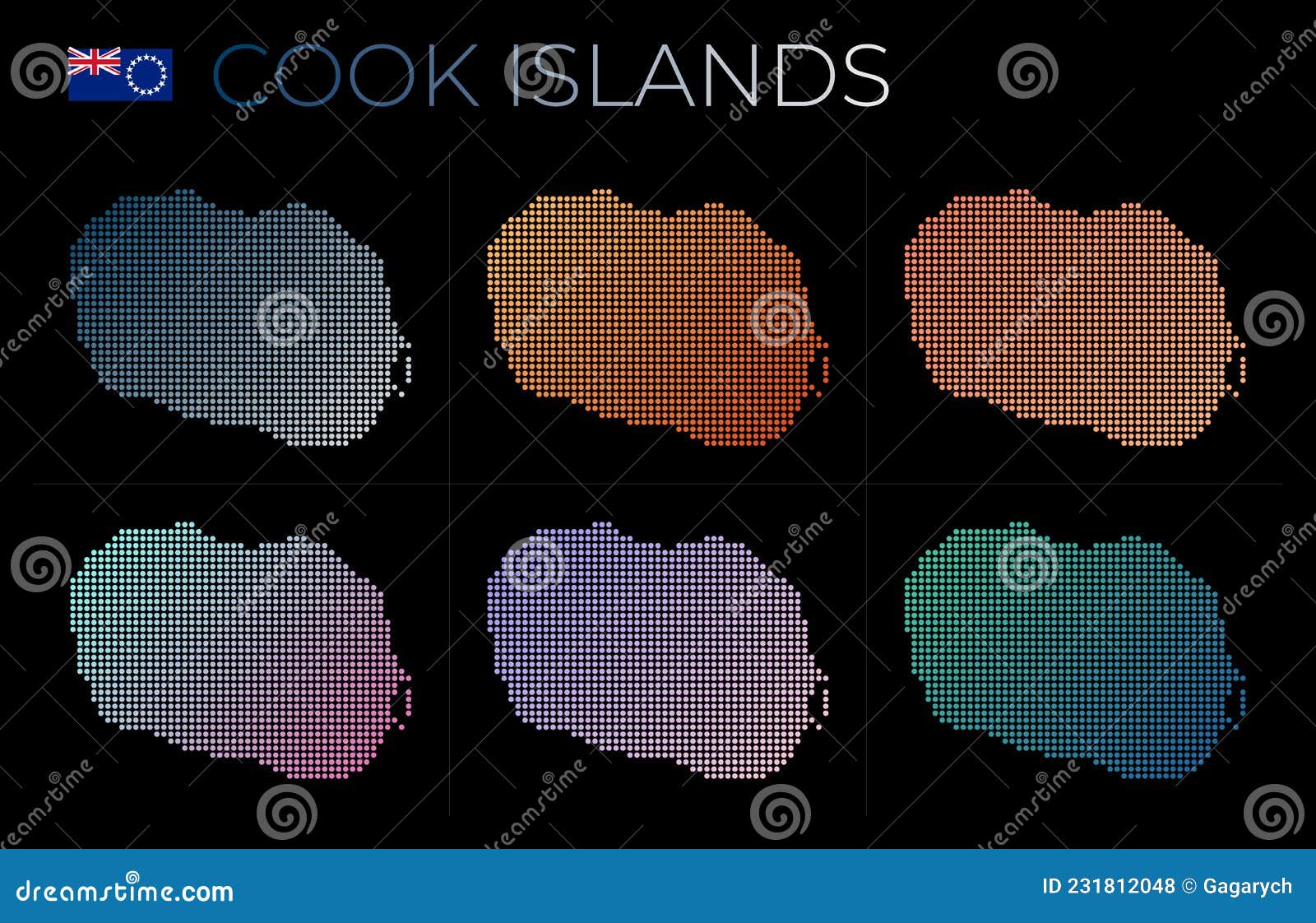 Cook Islands Dotted Map Set. Stock Vector - Illustration of geography ...
