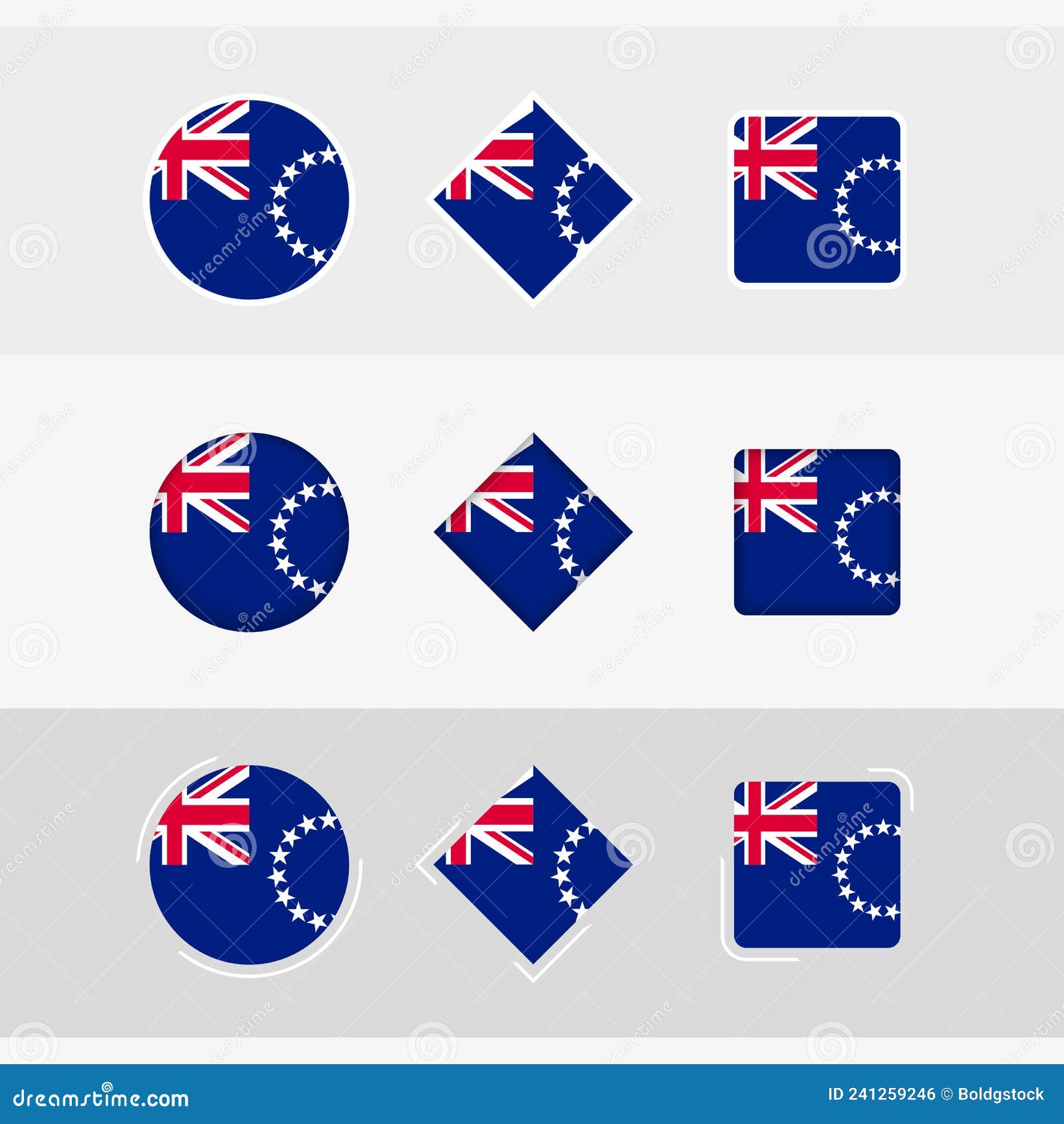 Cook Islands Flag Icons Set, Vector Flag of Cook Islands Stock Vector ...
