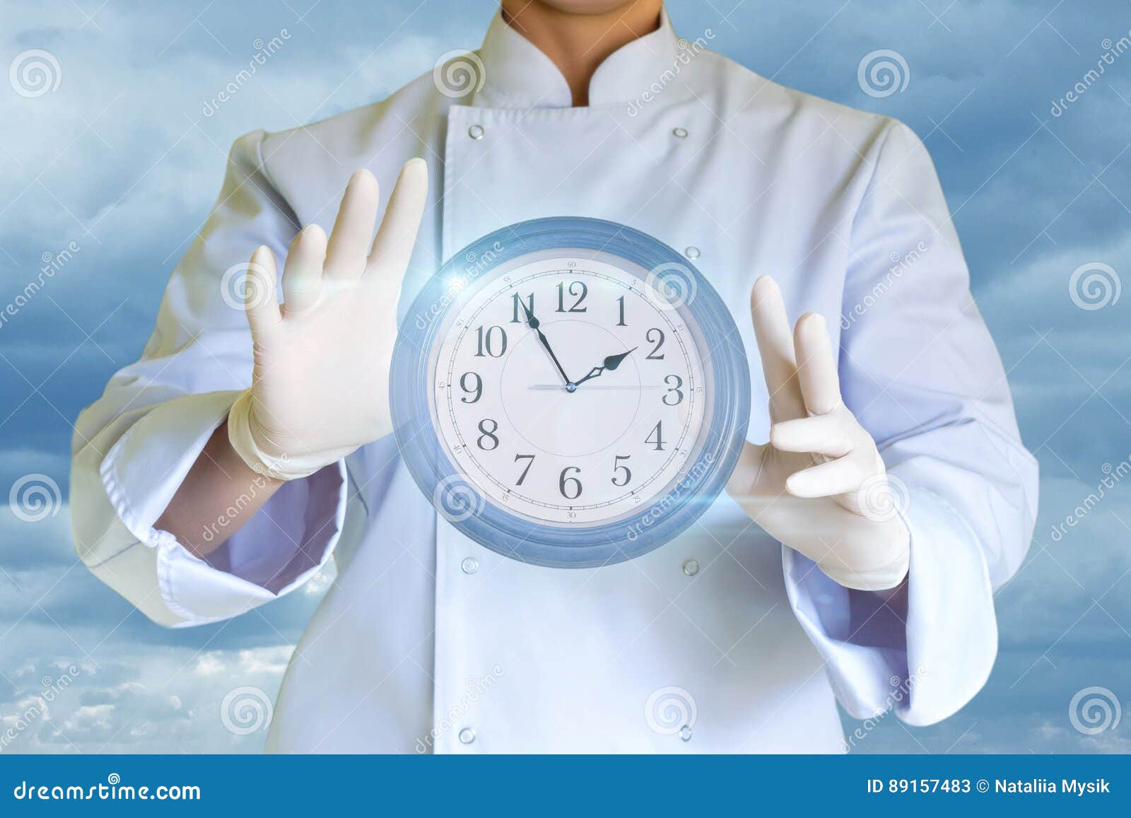Cook Keeps in the Hands of the Clock. Stock Image - Image of restaurant ...
