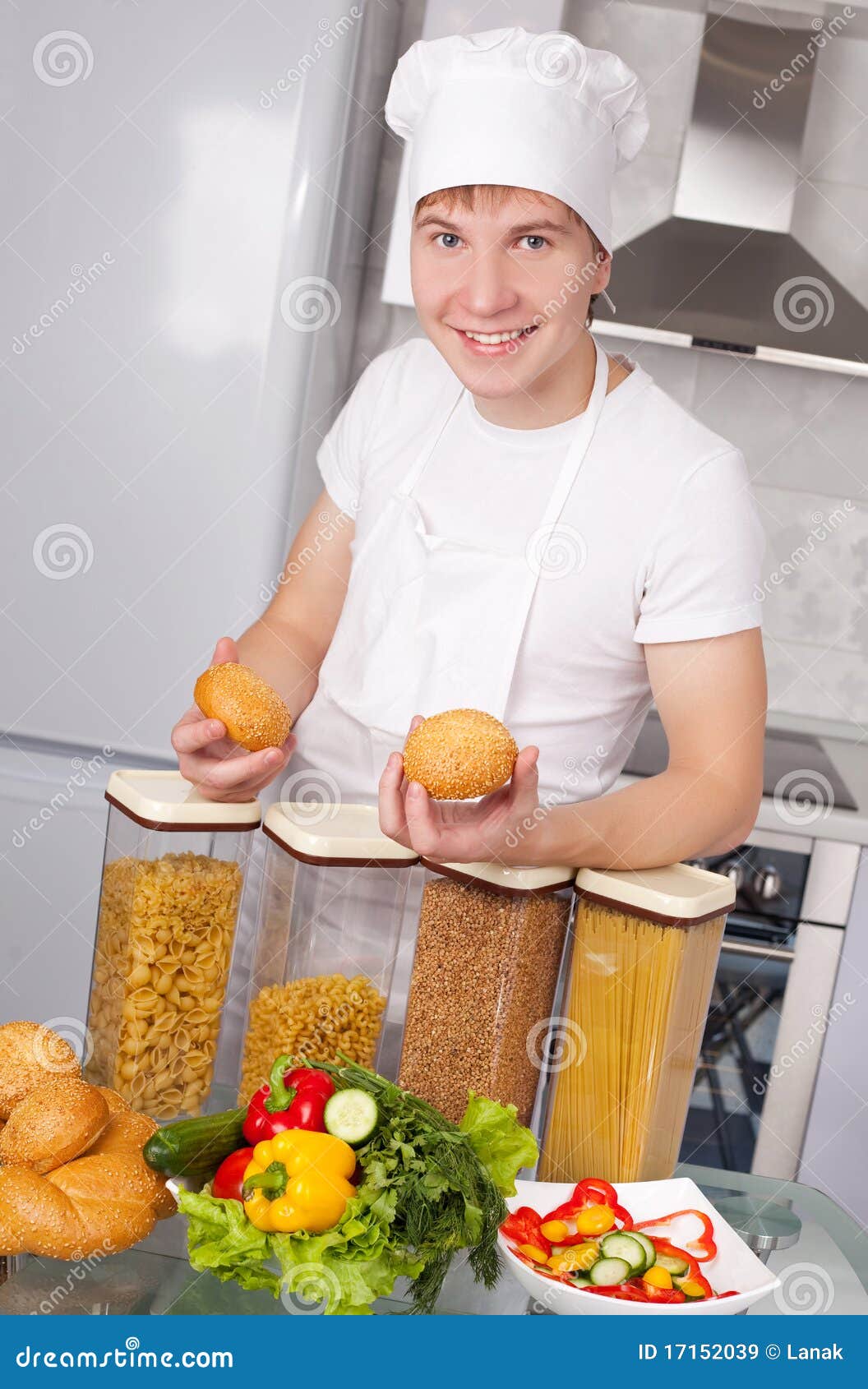 Cook in the kitchen stock image. Image of home, healthy - 17152039