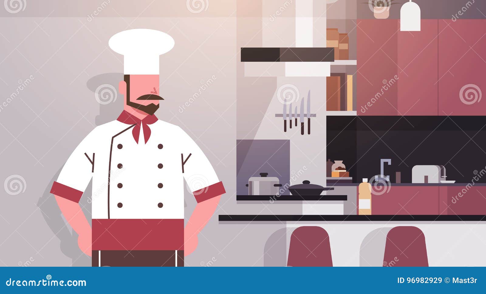 Cook in Kitchen Chef Professional Restaurant Worker Stock Vector ...