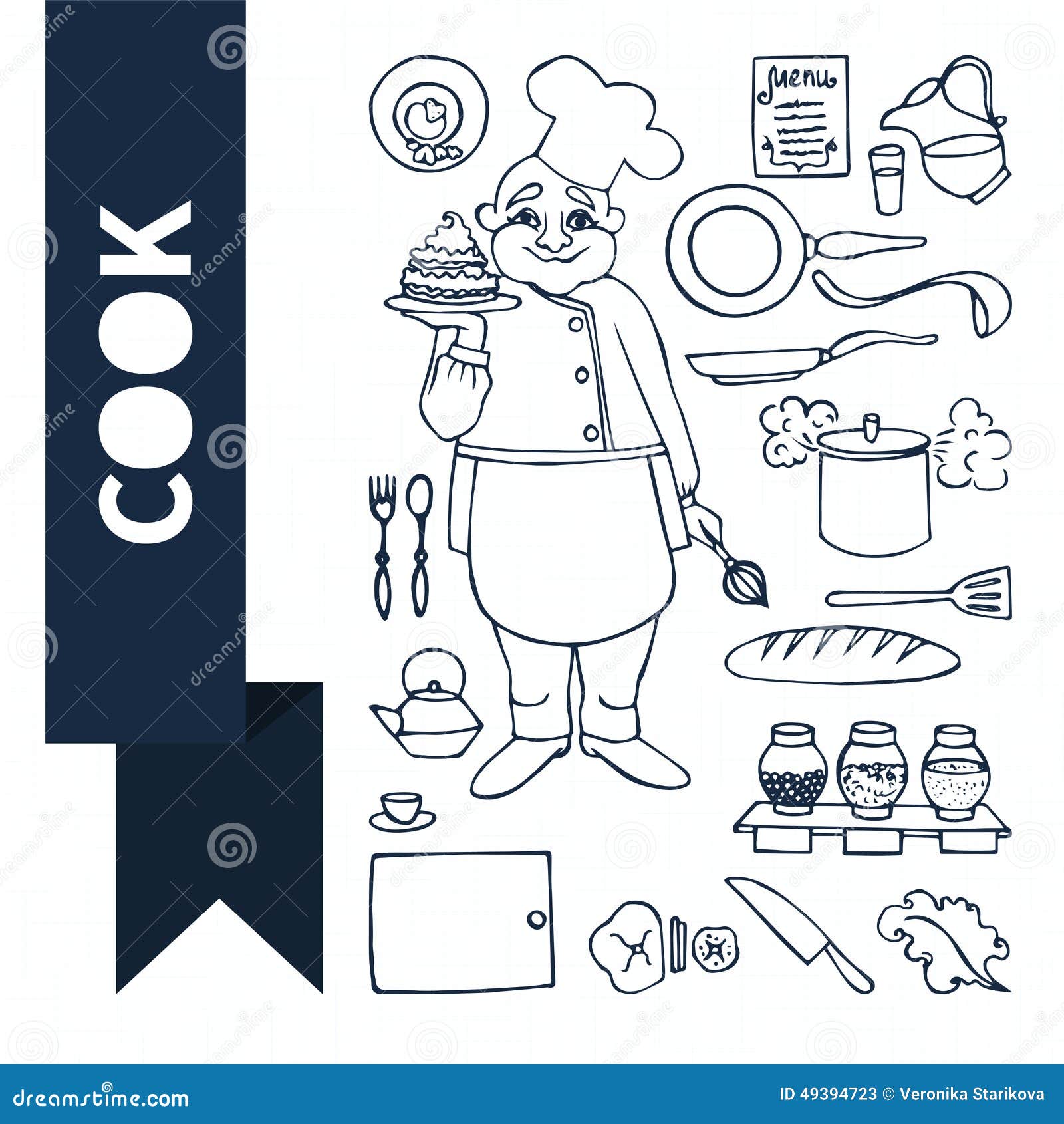 Cook stock vector. Illustration of food, pitcher, bowl - 49394723