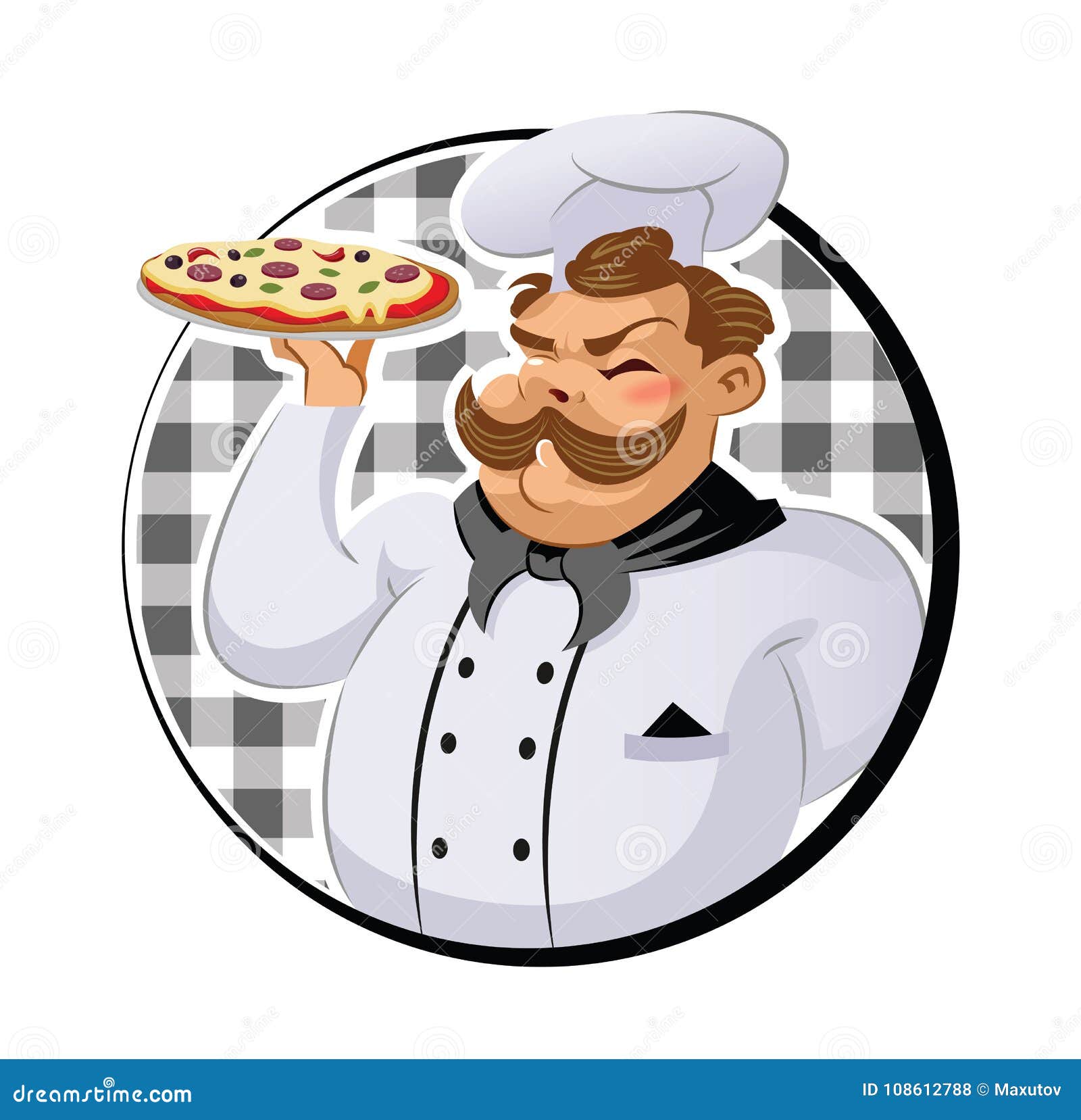 Cook in the Kitchen Preparing a Pizza. Stock Vector - Illustration of ...