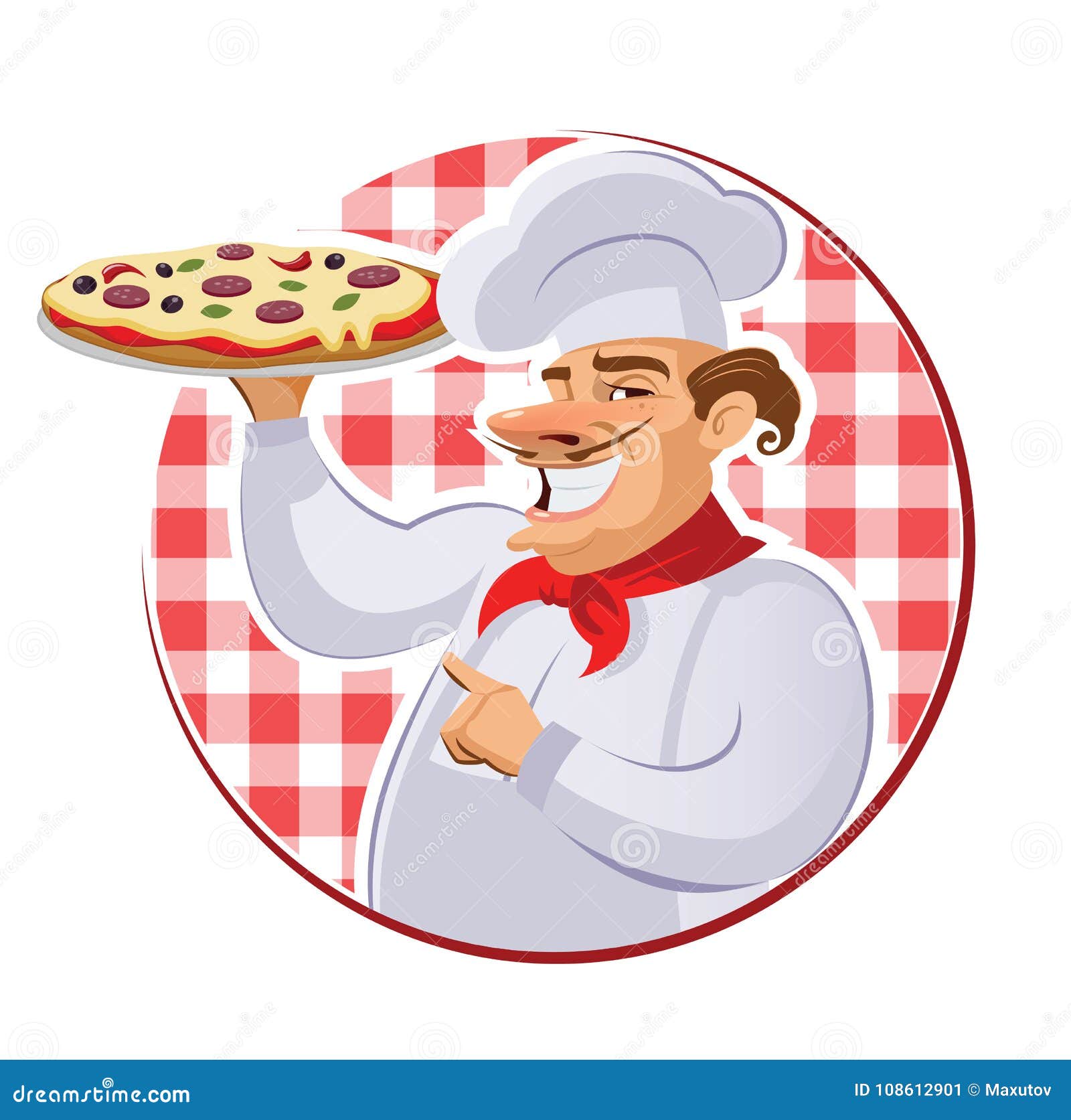 Cook in the Kitchen Preparing a Pizza. Stock Vector - Illustration of ...