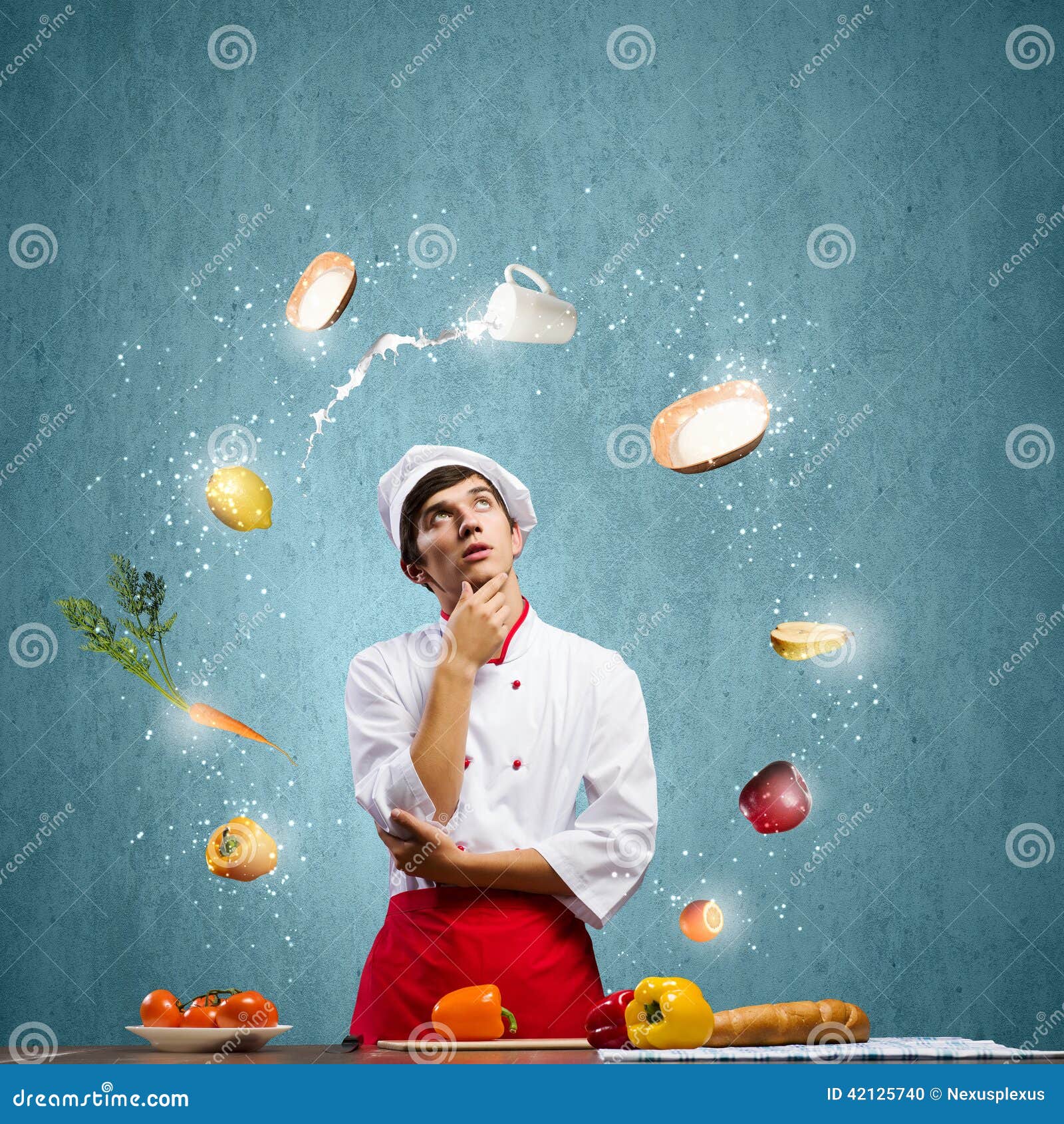 Cook at kitchen stock photo. Image of healthy, person - 42125740