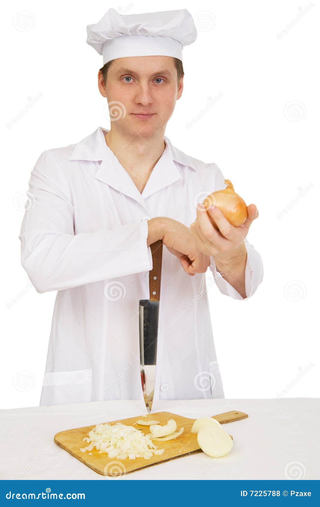 Cook with Knife and Preparation Board Stock Photo - Image of white ...