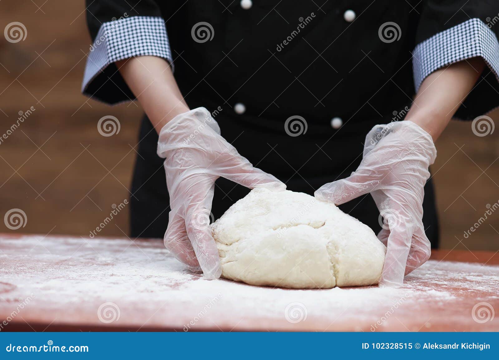 The Cook Makes Flour for Baking on the Table Stock Image - Image of ...