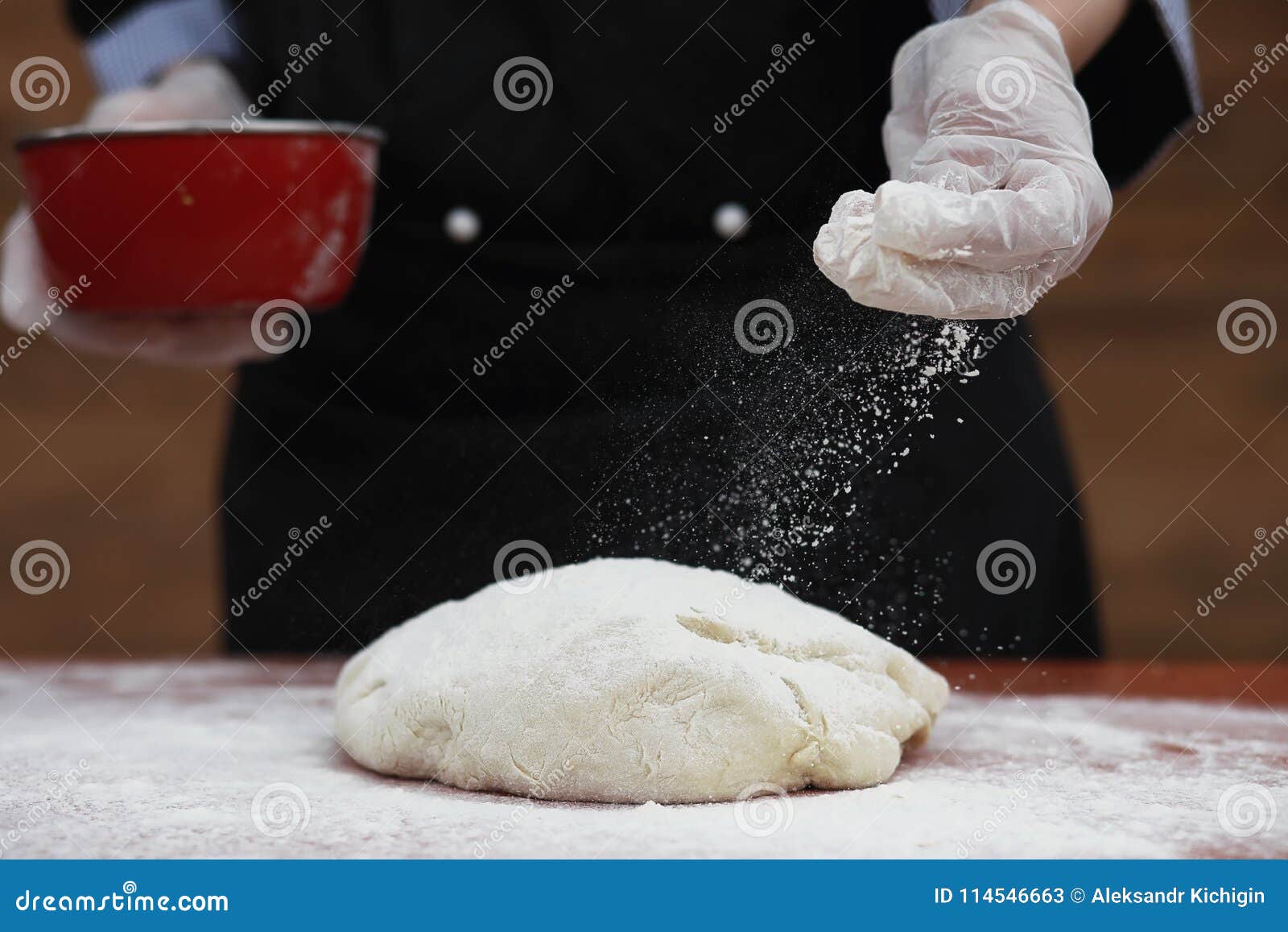 The Cook Makes Flour for Baking on the Table Stock Image - Image of ...
