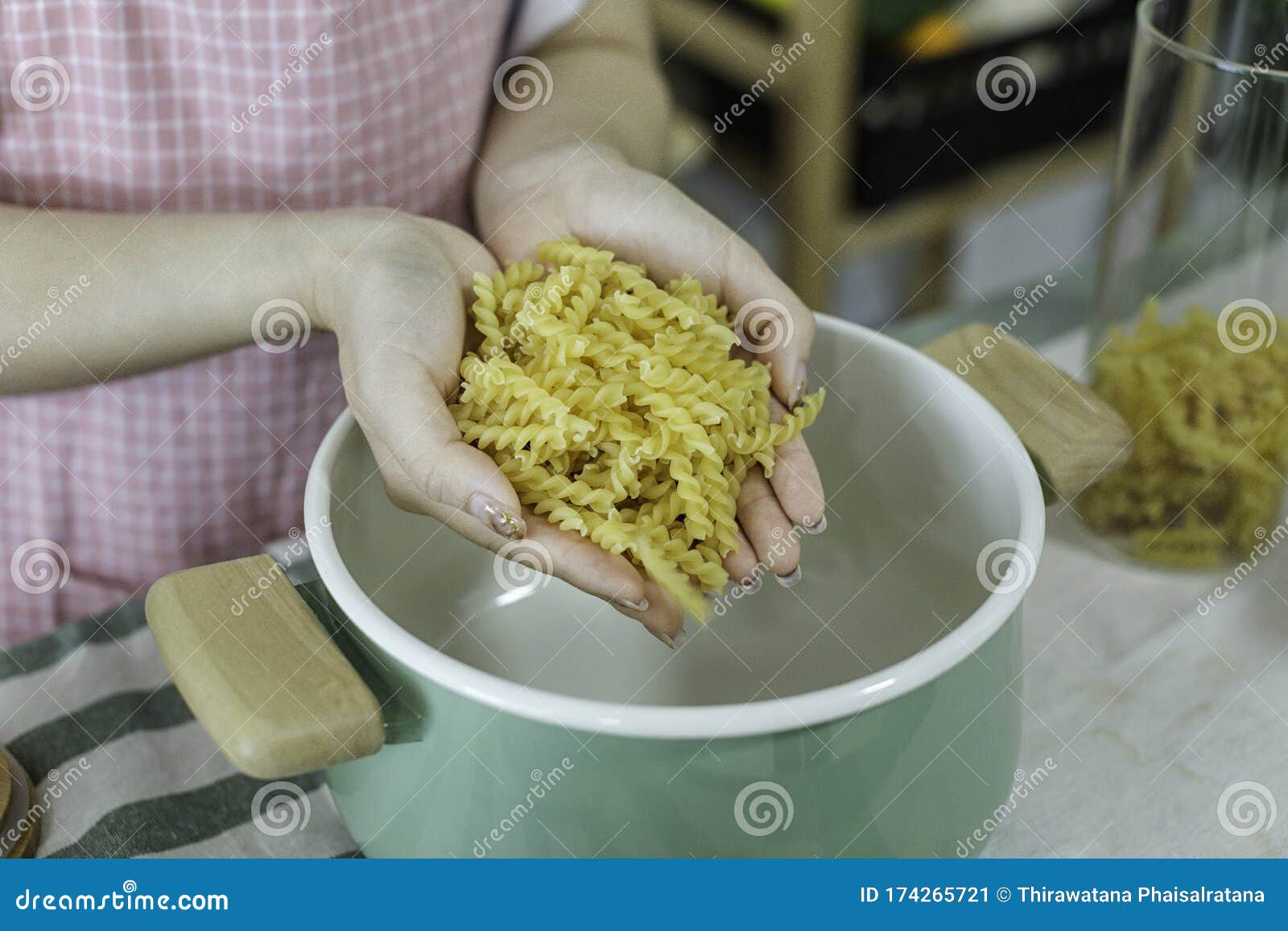 The Cook is Making Macaroni. Closeup of Process of Making Cooking ...