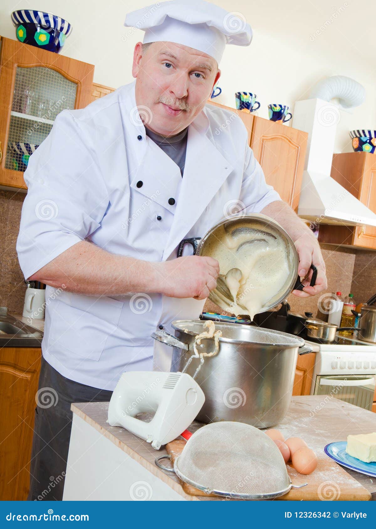 Cook man in kitchen stock photo. Image of food, people - 12326342