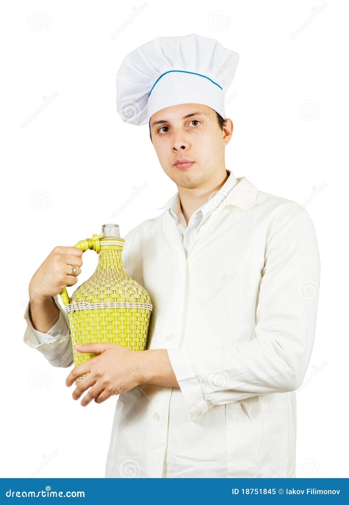 Cook Man in Toque with Bottle Stock Image - Image of drinks, chef: 18751845