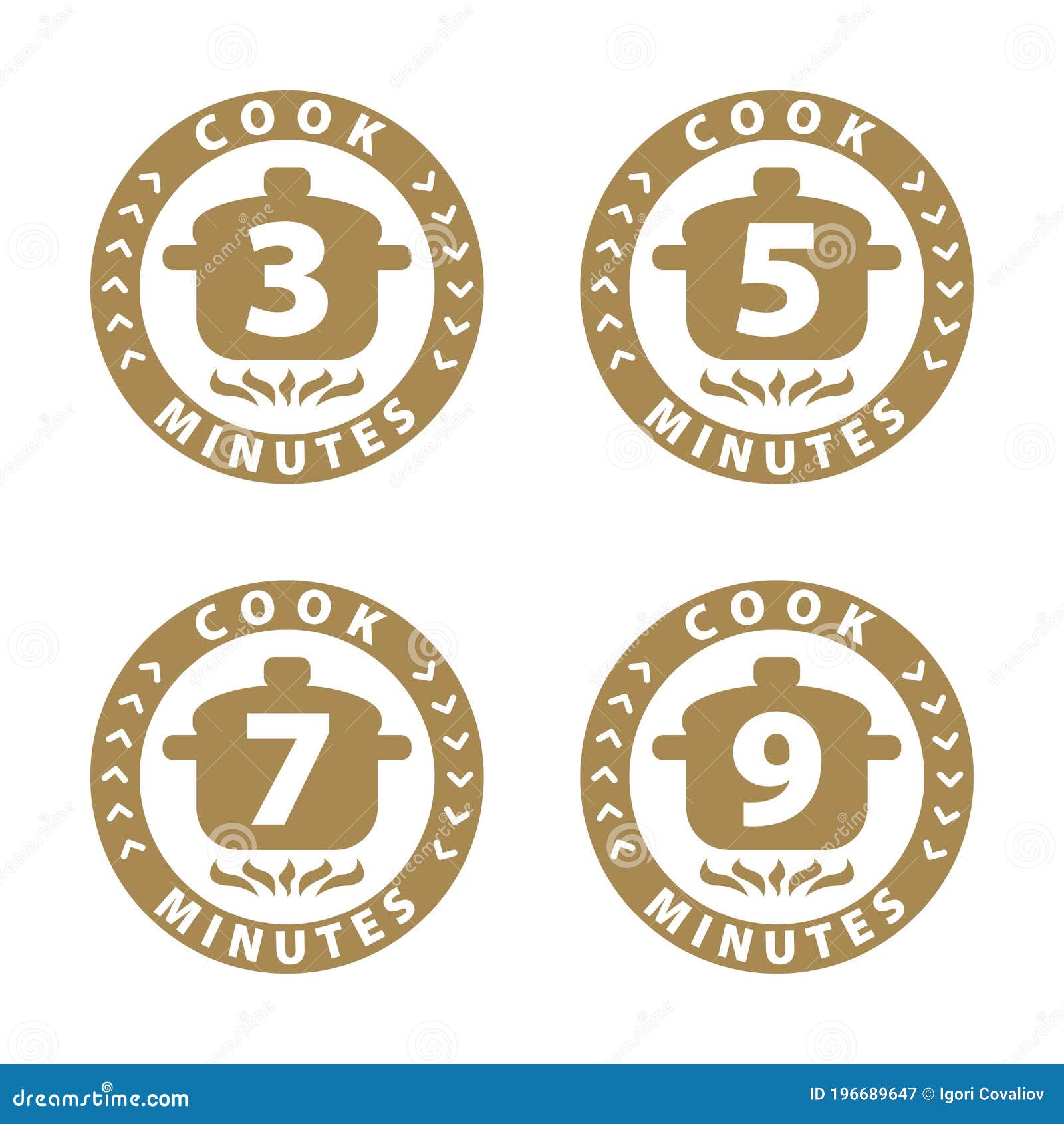 Cook 3, 5, 7, 9 Minutes Label, Stamp for Cooking Time on Package ...