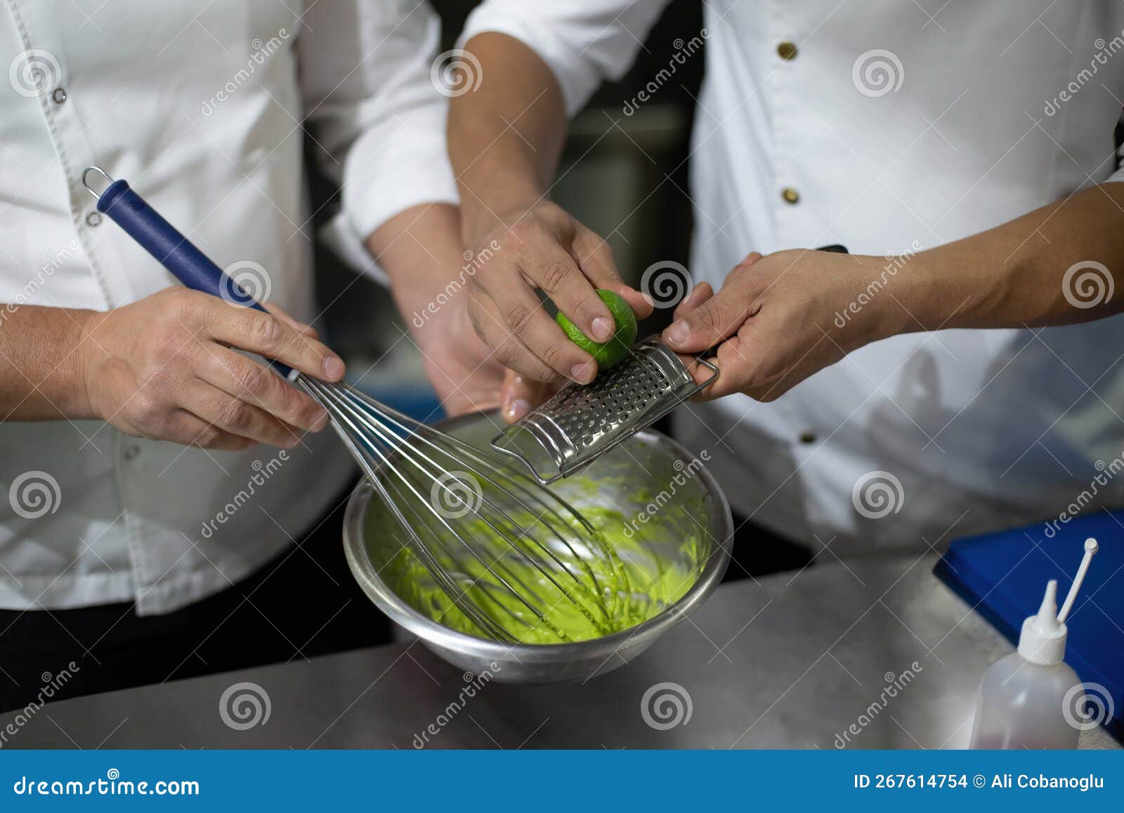 Cook Mixing Eggs and Agar Agar. Whisk Eggs Stock Photo - Image of bowl ...
