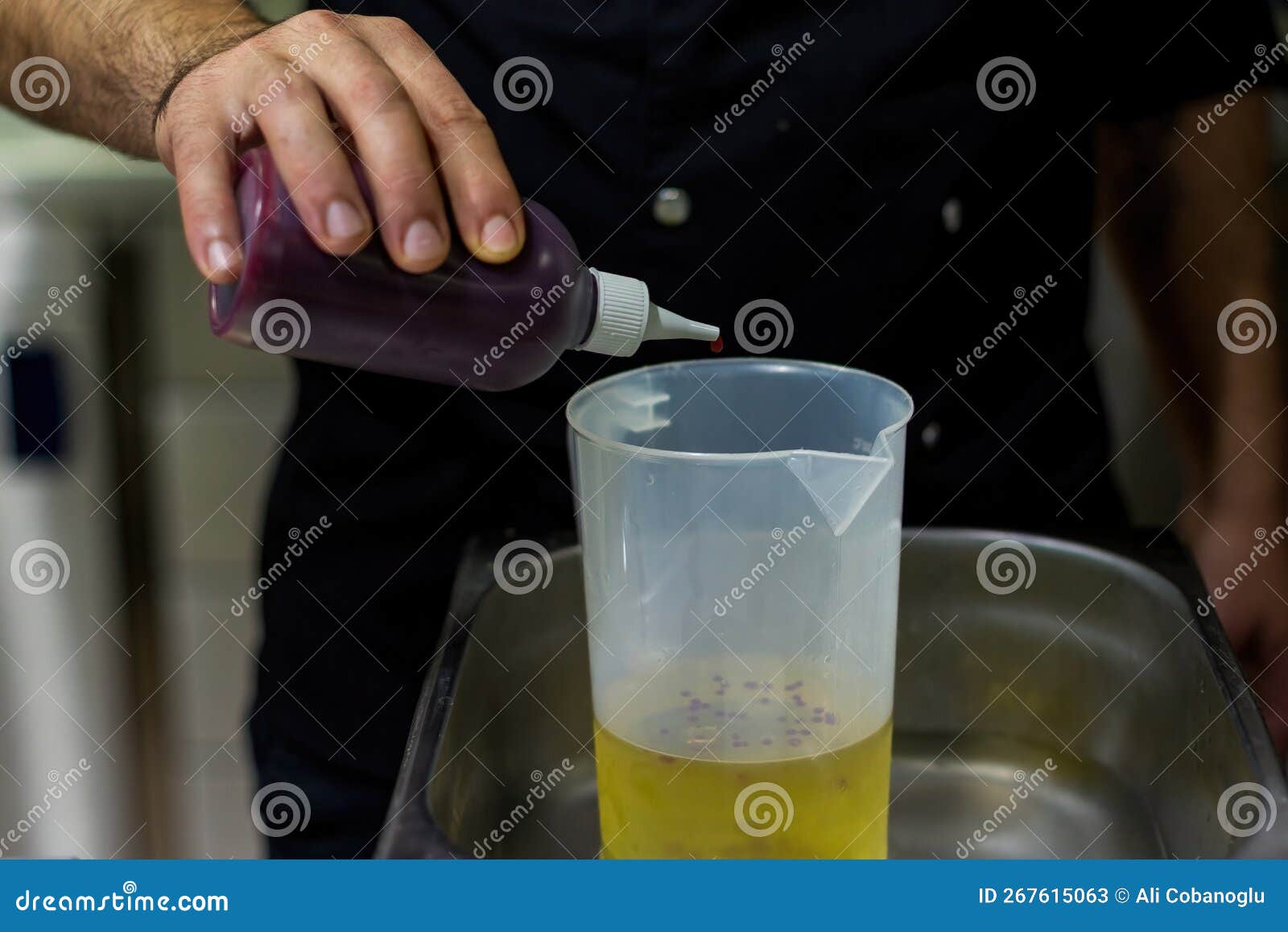 Cook Mixing Eggs and Agar Agar. Whisk Eggs Stock Image - Image of ...