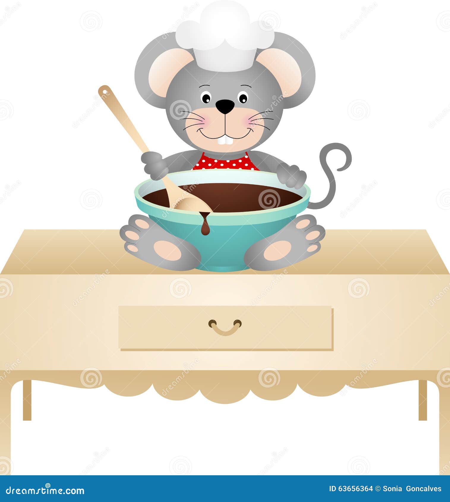 Cook Mouse with Bowl of Chocolate Stock Vector - Illustration of food ...