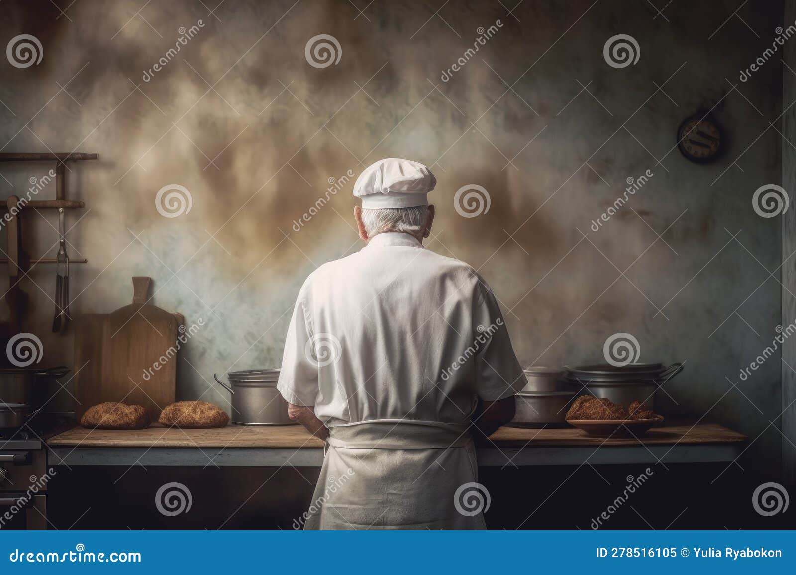 Cook Old Man Kitchen. Generate Ai Stock Illustration - Illustration of ...