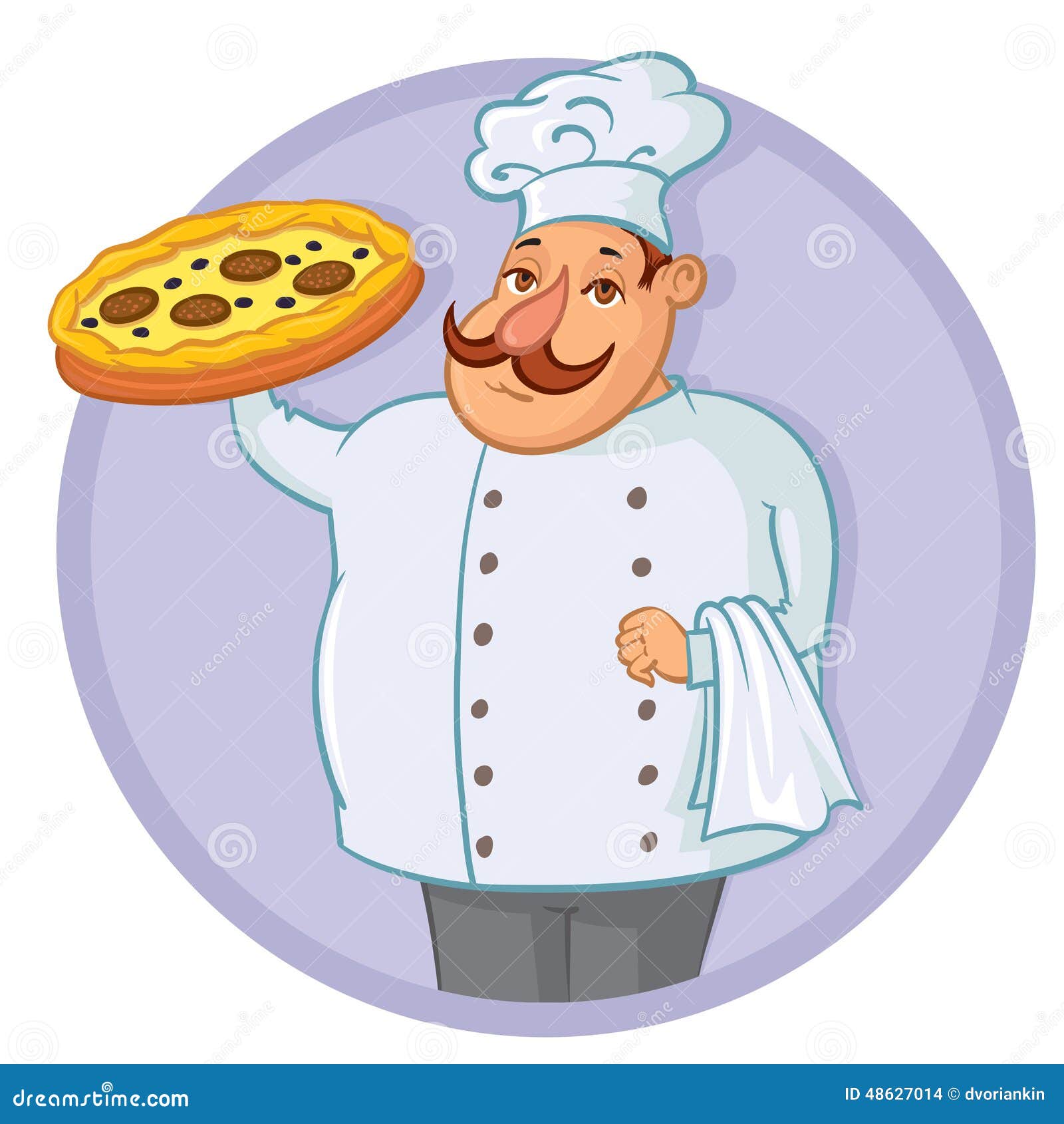 Cook Pizza stock vector. Illustration of mustache, cartoon - 48627014